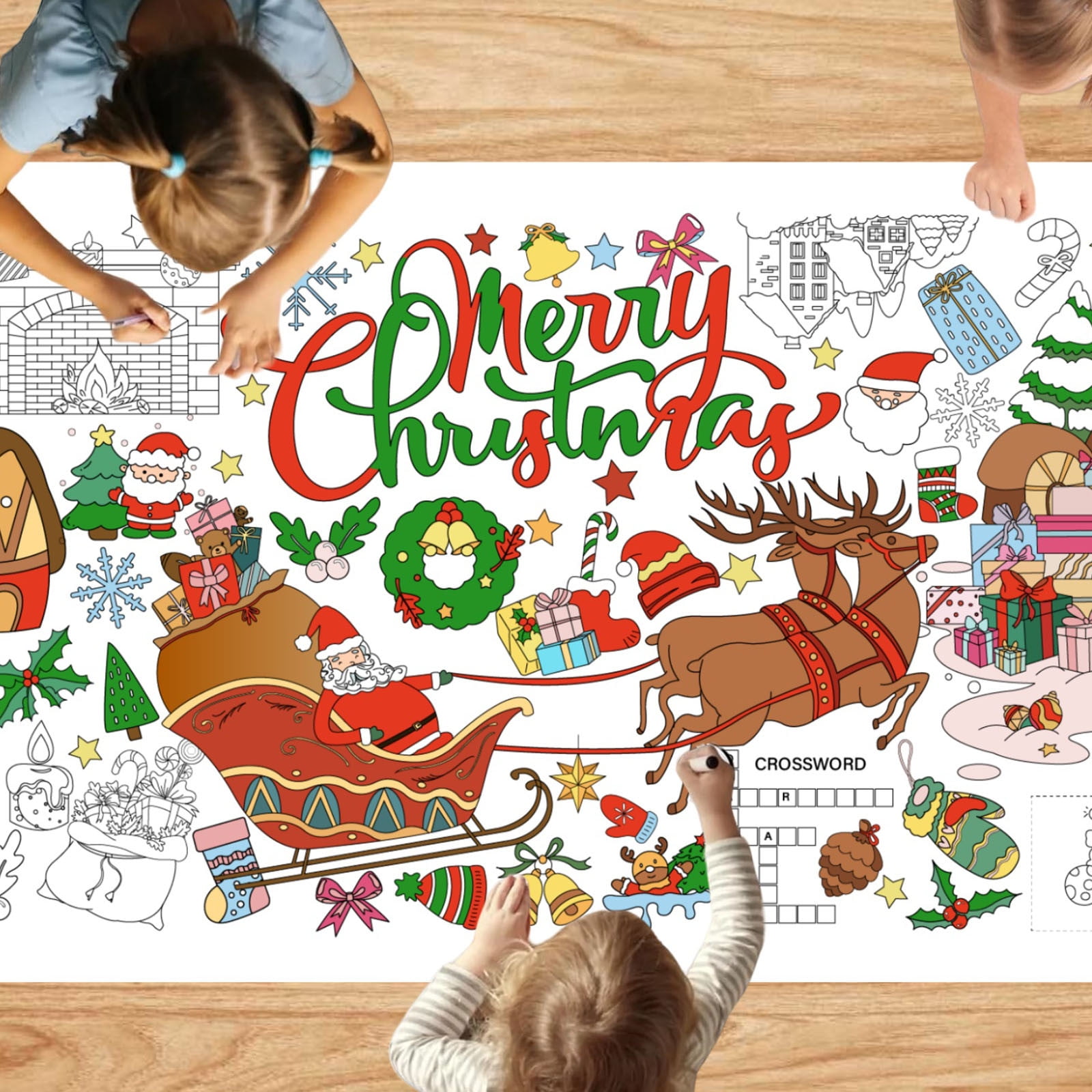 ZKCCNUK Girls Toys Age 6-8 Christmas Sleigh Coloring Poster 30x72 Inch ...