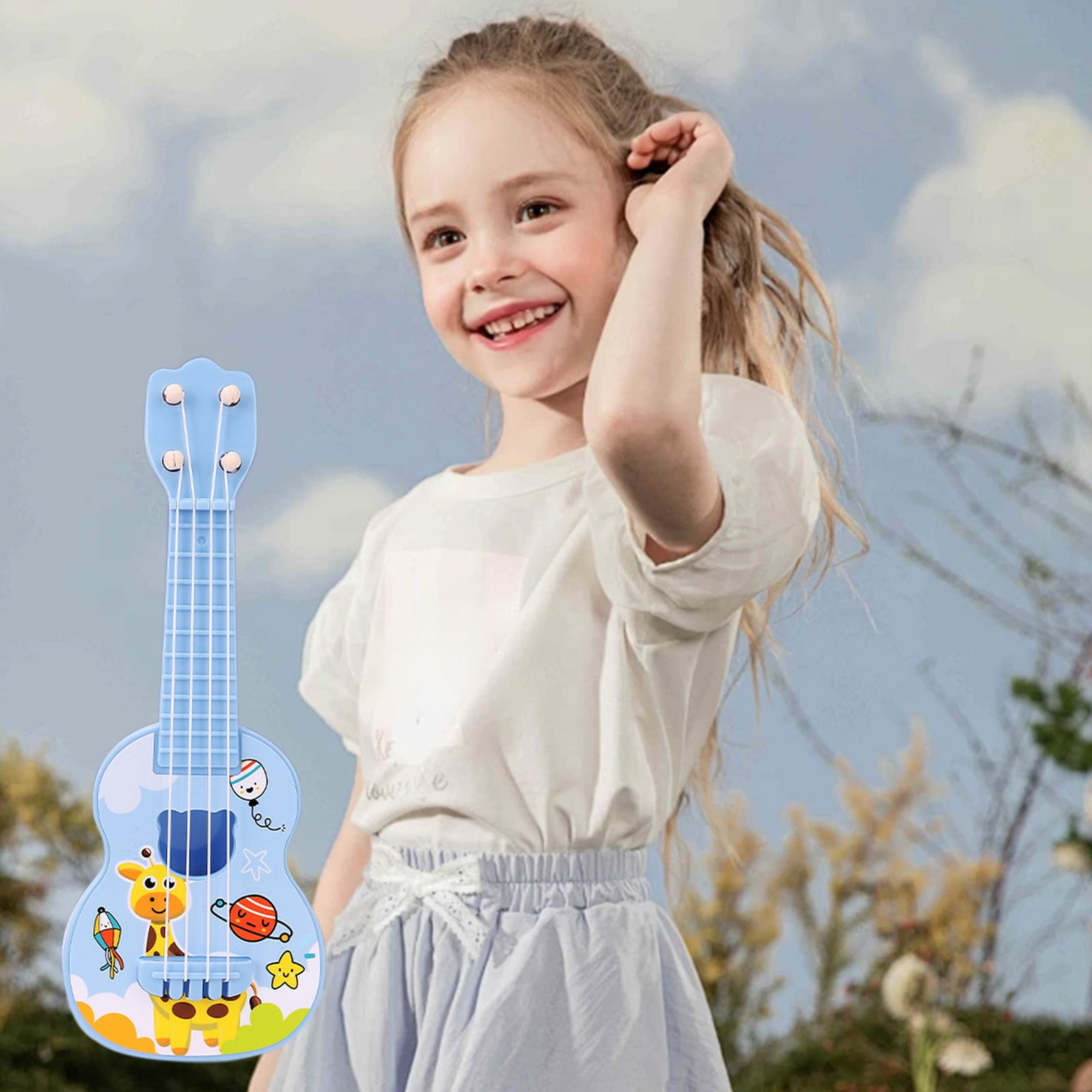 ZKCCNUK Kids Toys Kids Ukulele Toy with Cute Character Design 21cm Mini ...