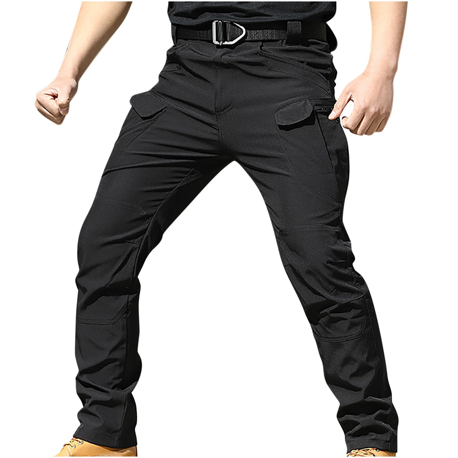 ZKCCNUK Men's Cargo Pants Solid Color Pocket Slim Full Length Work ...
