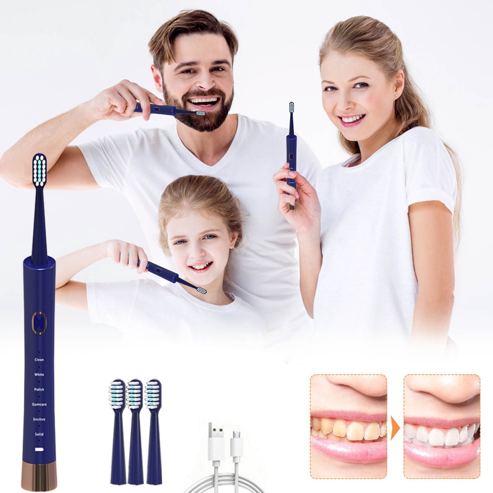 YgkuHd Sound Wave Rechargeable Electric Toothbrush For Adults And Kids ...
