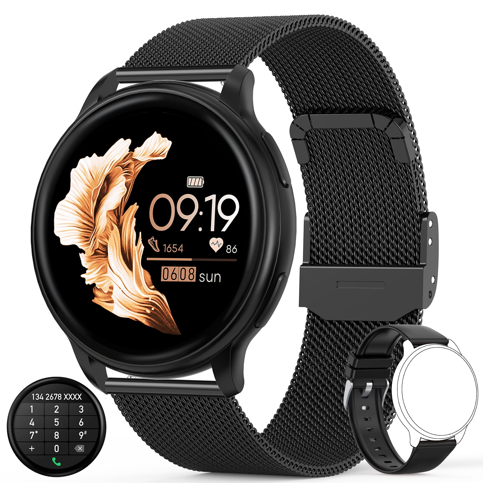 ZKCREATION Smart Watch, Answer/Make Calls, Fitness Tracker Watches for ...