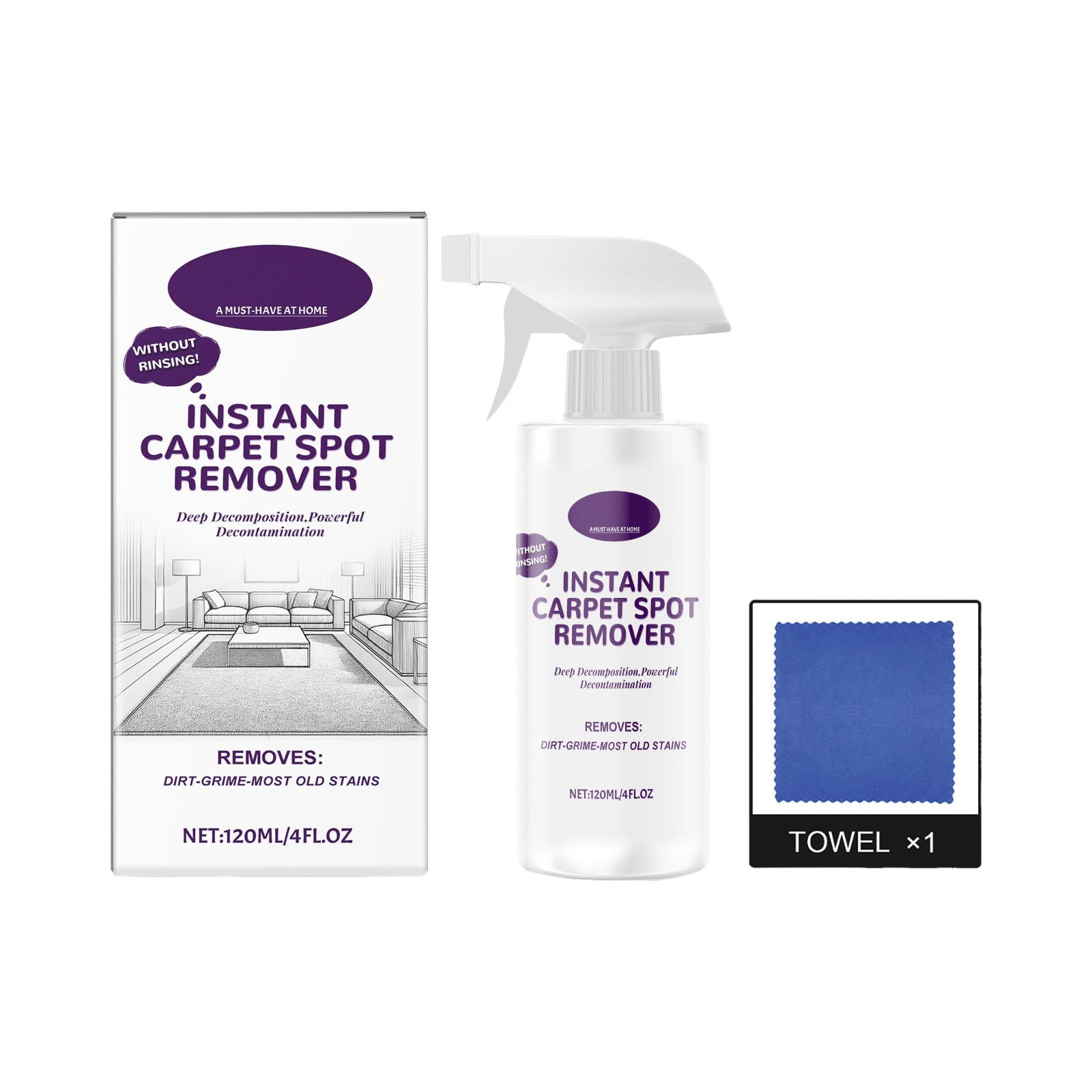 ZKDDJFSNK 4.06 Oz Instant Carpet Remover Carpet Cleaner With Reusable ...
