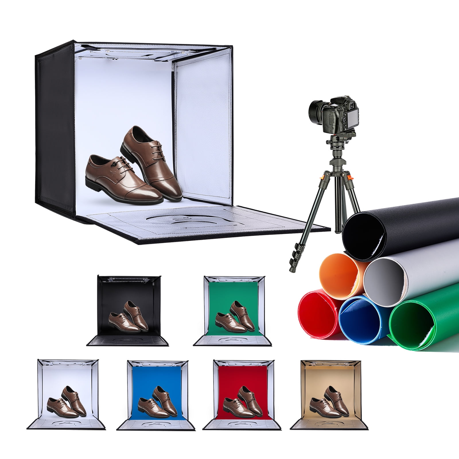ZKEEZM Light Box Photography 16"x16" Foldable Photo Studio 160LED ...
