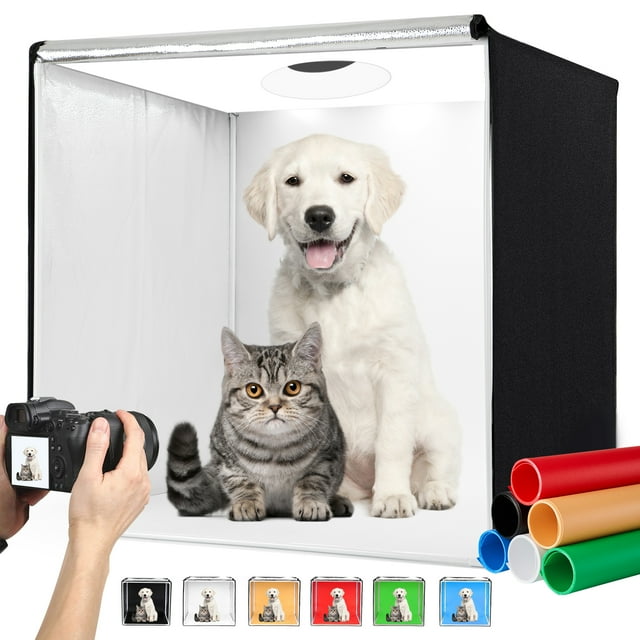 ZKEEZM 32"x32" Studio Kit, Foldable Photo Tent with 100 LED, 3 Colors ...