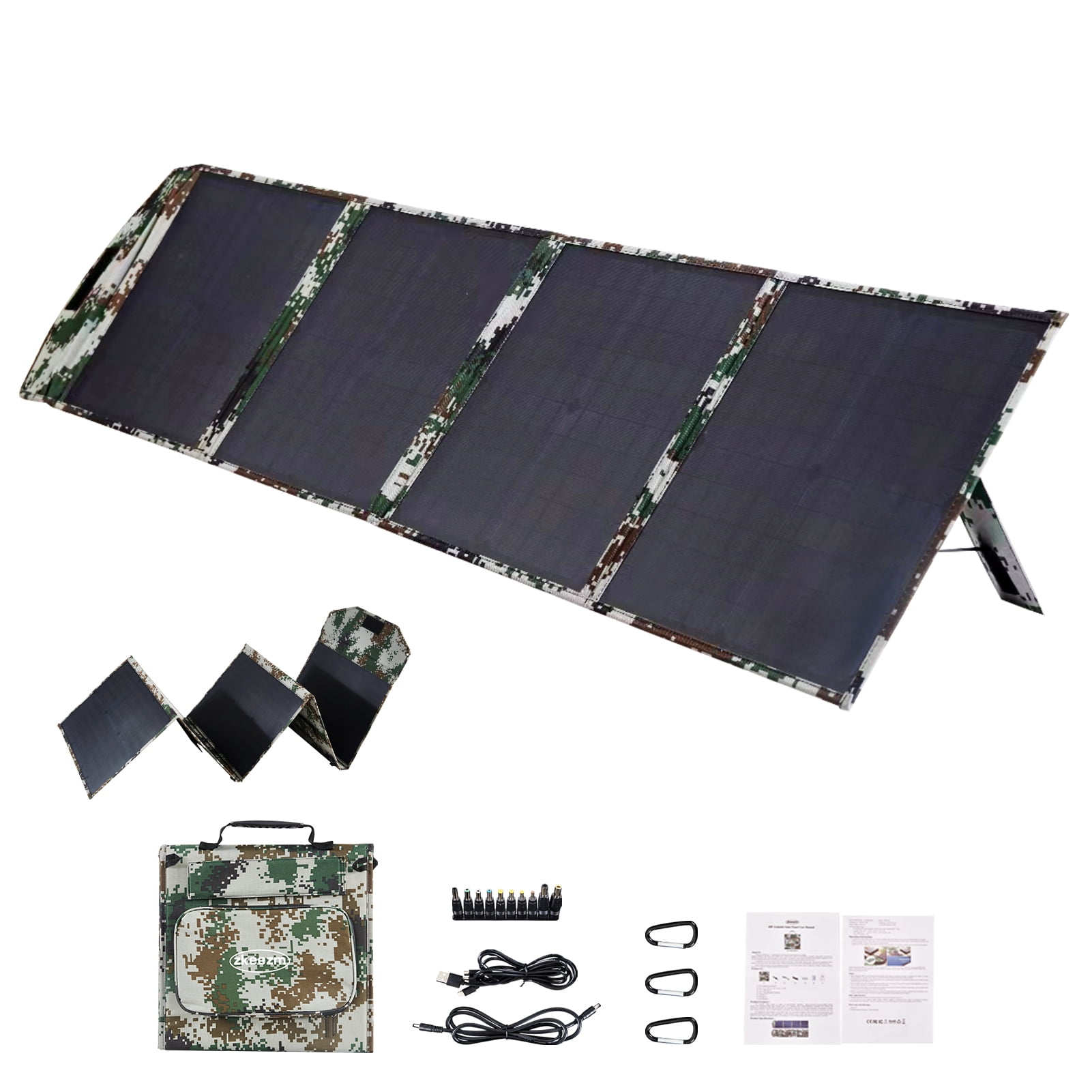 ZKEEZM Solar Panels 80W Portable Camping Solar Kit Foldable for Power ...