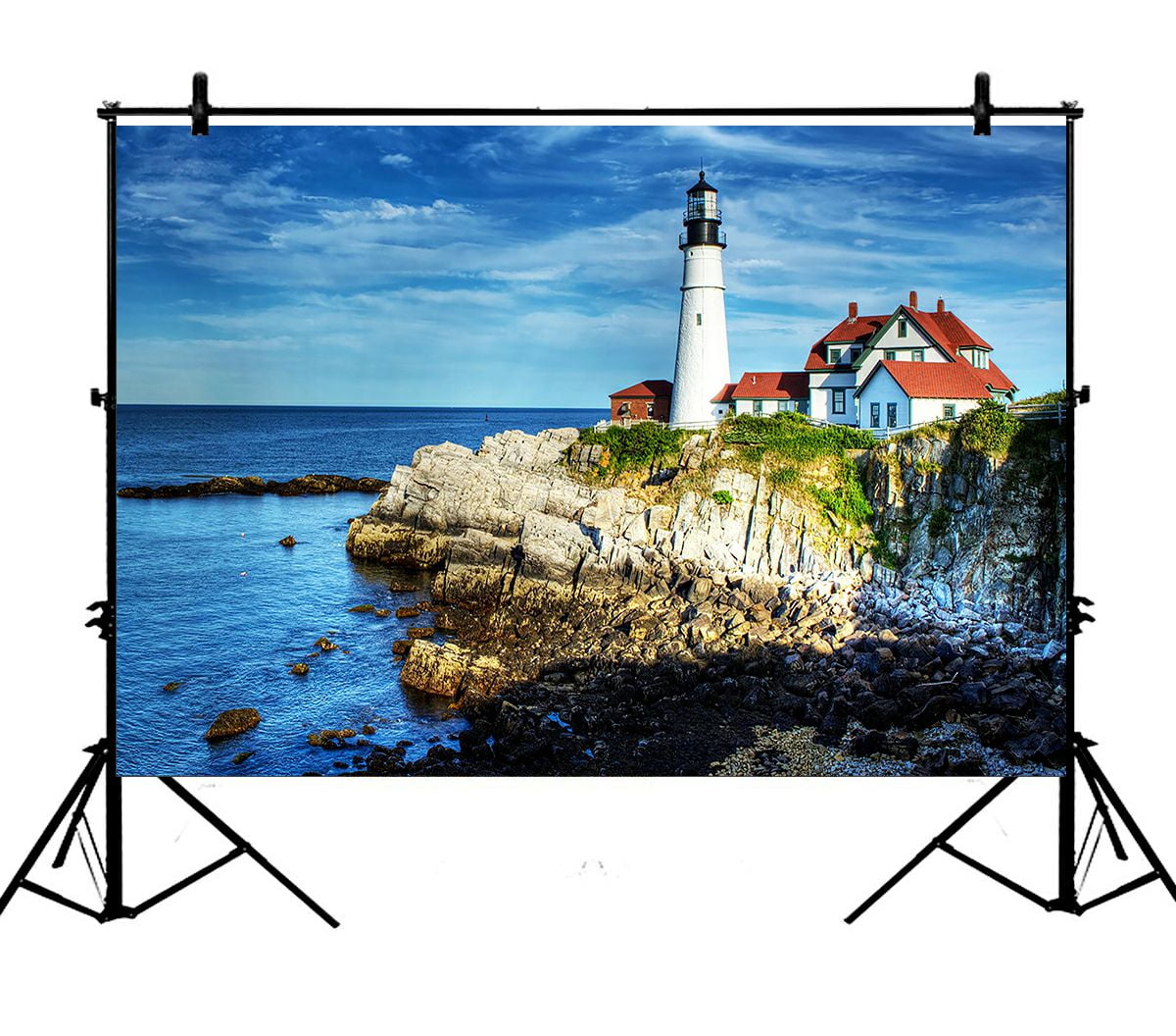 ZKGK 7x5ft Lighthouse of the Beach Polyester Photography Backdrop For ...