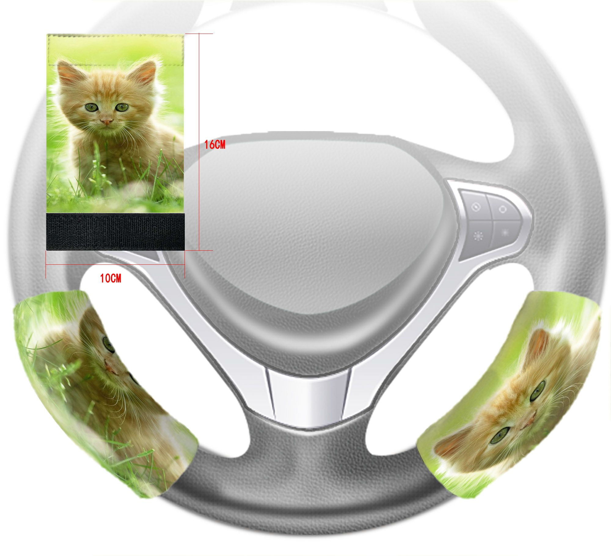 ZKGK Animals Kitten Cat Steering Wheel Cover Hook and Loop Covers For ...
