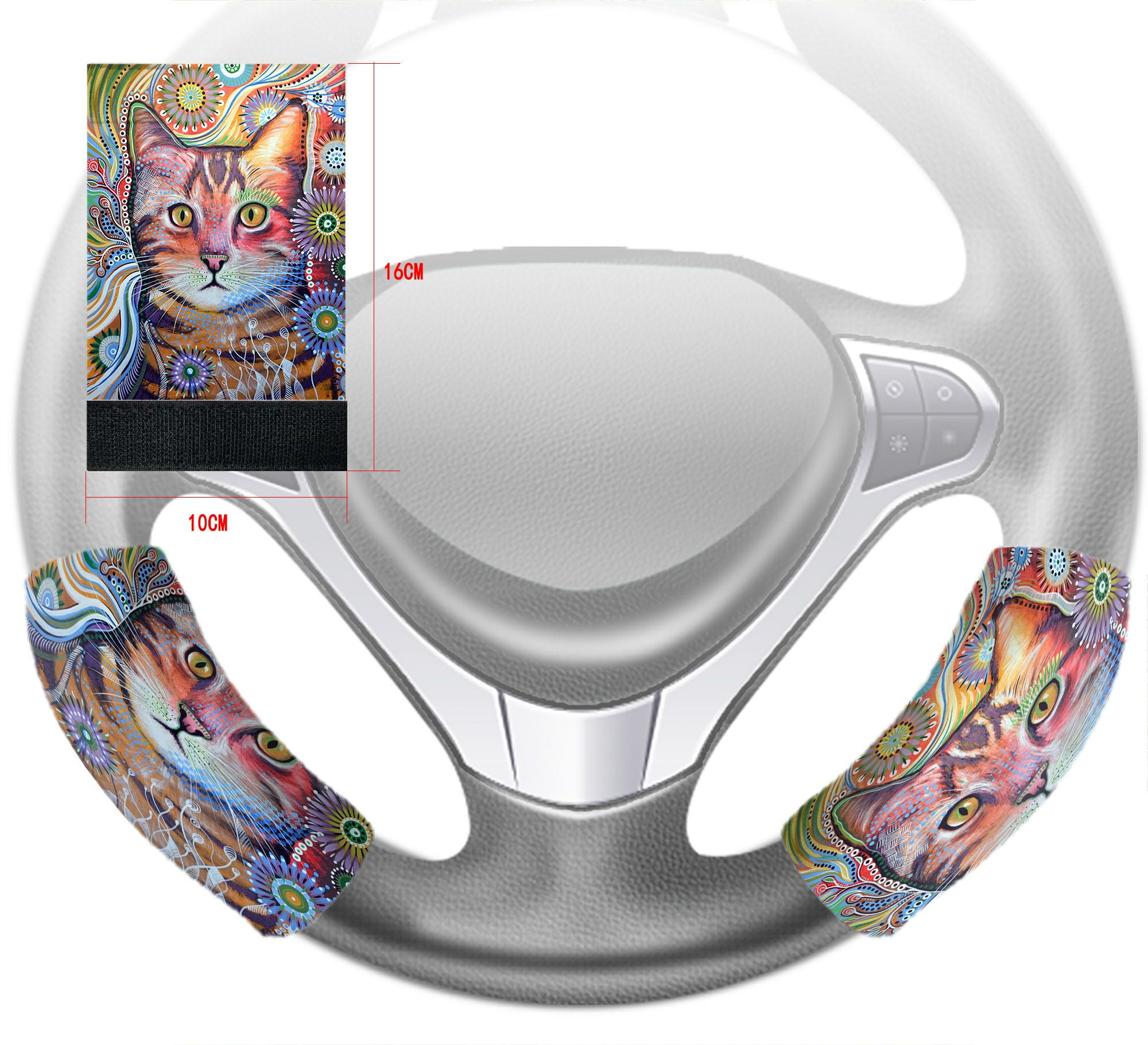 ZKGK Animals Kitten Cat Steering Wheel Cover Hook and Loop Covers For ...