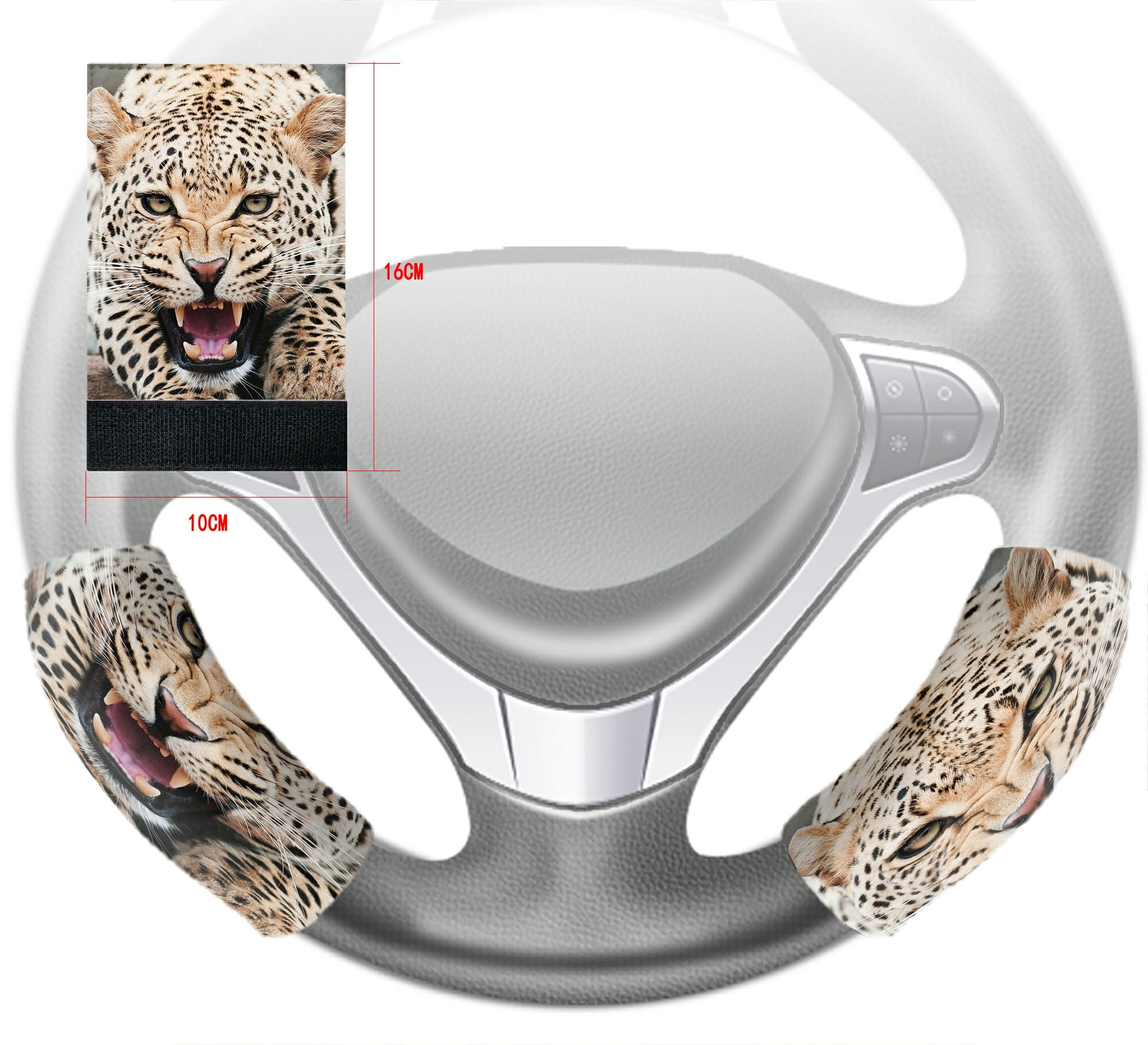 ZKGK Animals Leopard Steering Wheel Cover Hook and Loop Covers For Car ...