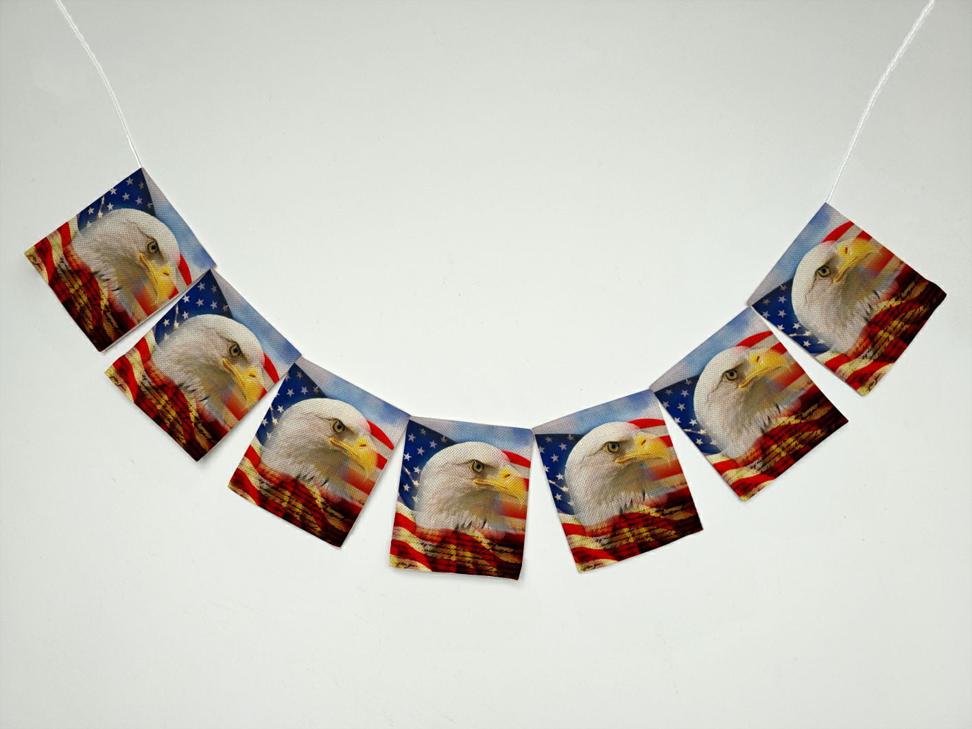 ZKGK Bald Eagle On American Flag Banner Bunting Garland Flag Sign for ...