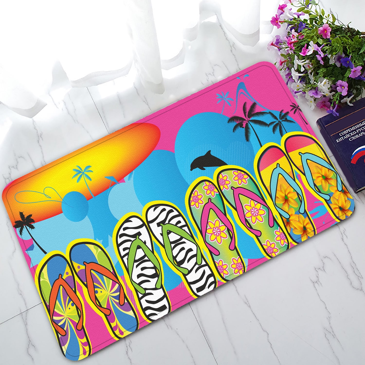 ZKGK Beach Flip Flops Non-Slip Doormat Indoor/Outdoor/Bathroom Doormat ...