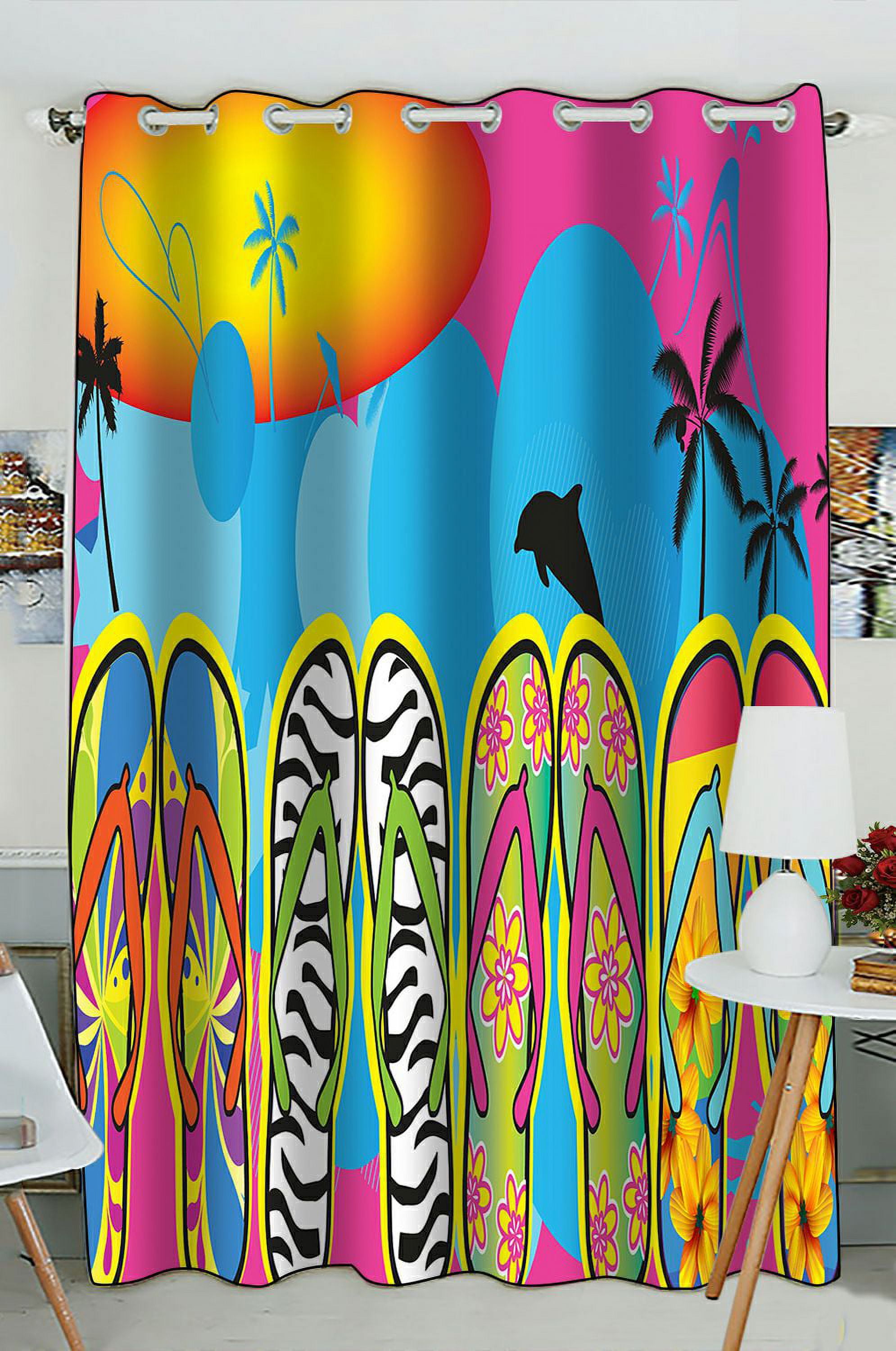 ZKGK Beach Flip Flops Window Curtain Drapery/Panels/Treatment For ...