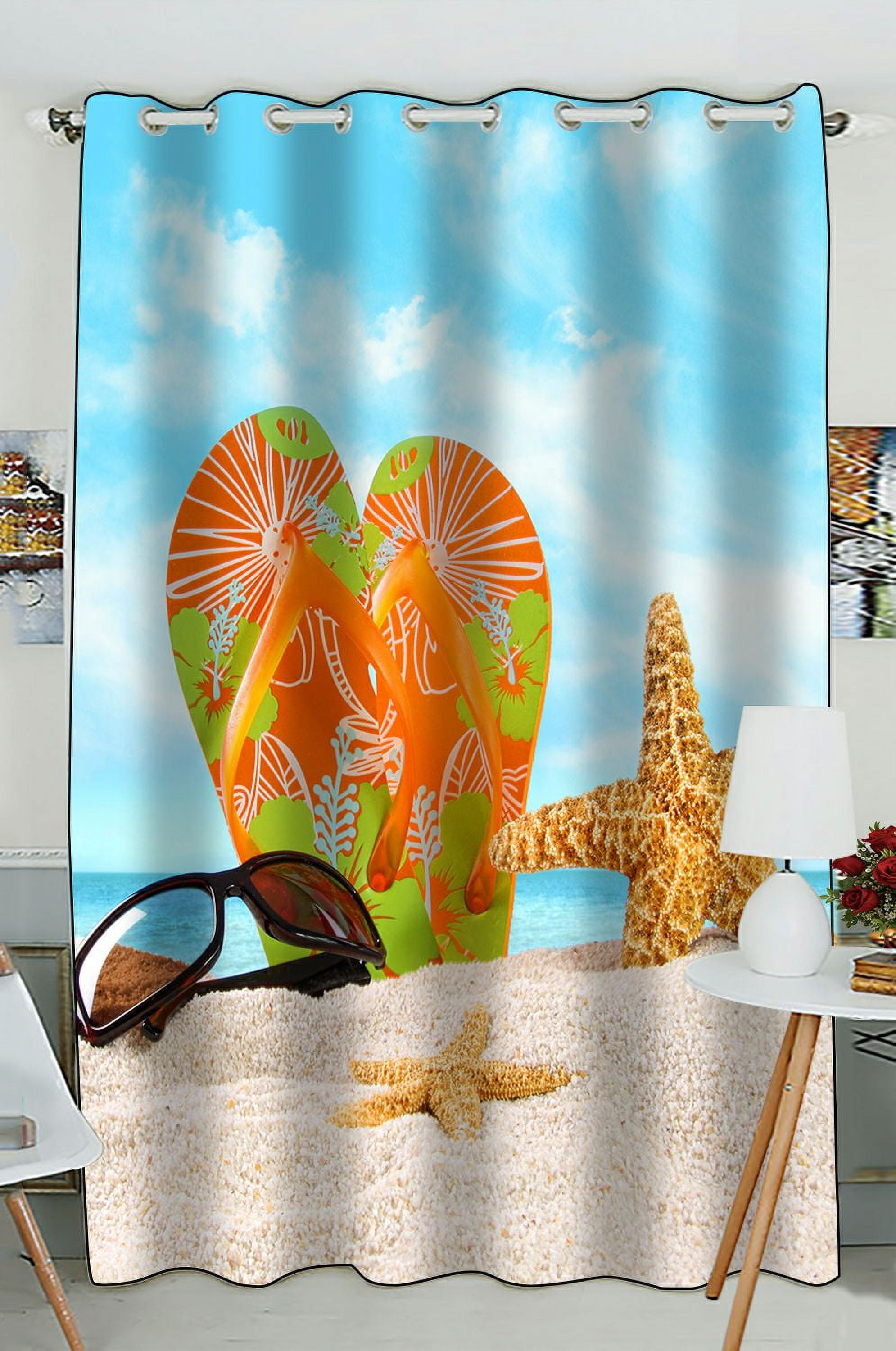 ZKGK Beach Flip Flops Window Curtain Drapery/Panels/Treatment For ...