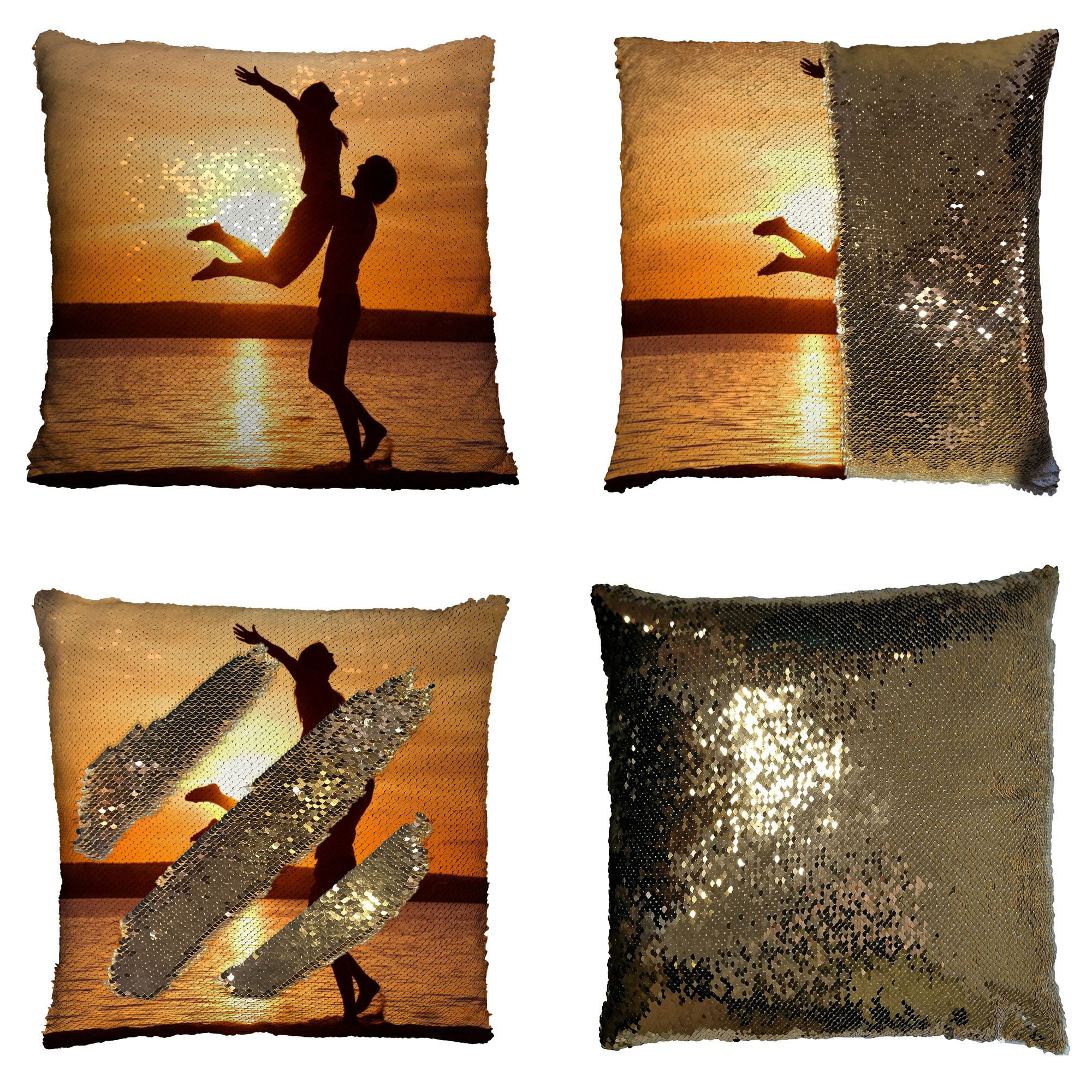 ZKGK Beautiful Sunset Reversible Mermaid Sequin Pillow Case 16x16 ...