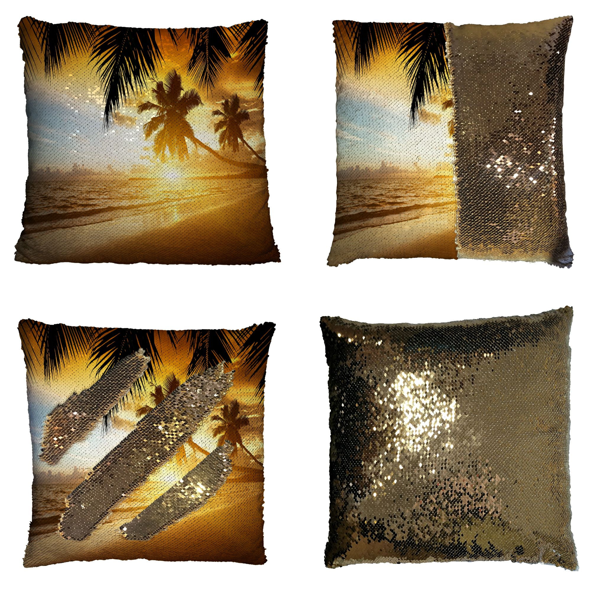 ZKGK Beautiful Sunset Reversible Mermaid Sequin Pillow Case 20x20 ...