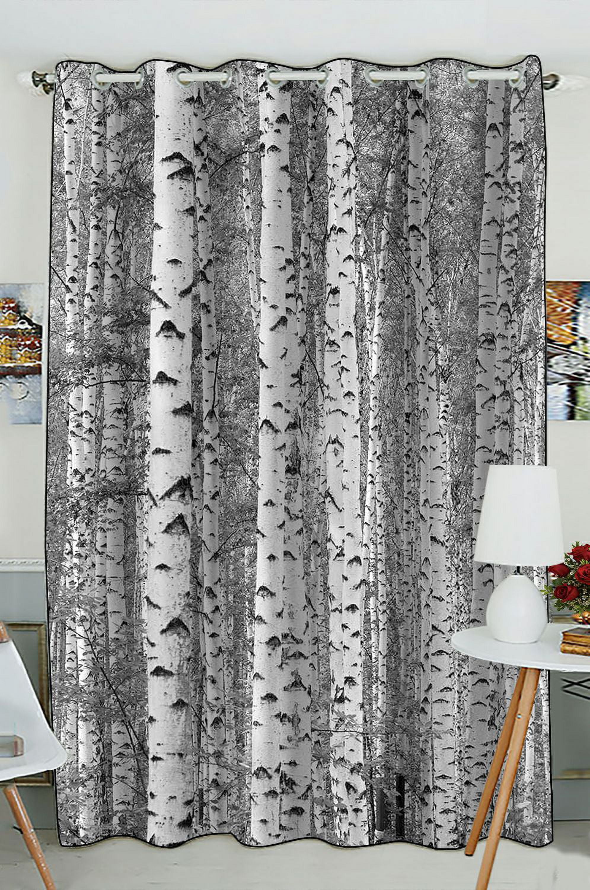 ZKGK Birch Tree Window Curtain Drapery/Panels/Treatment For Living Room ...