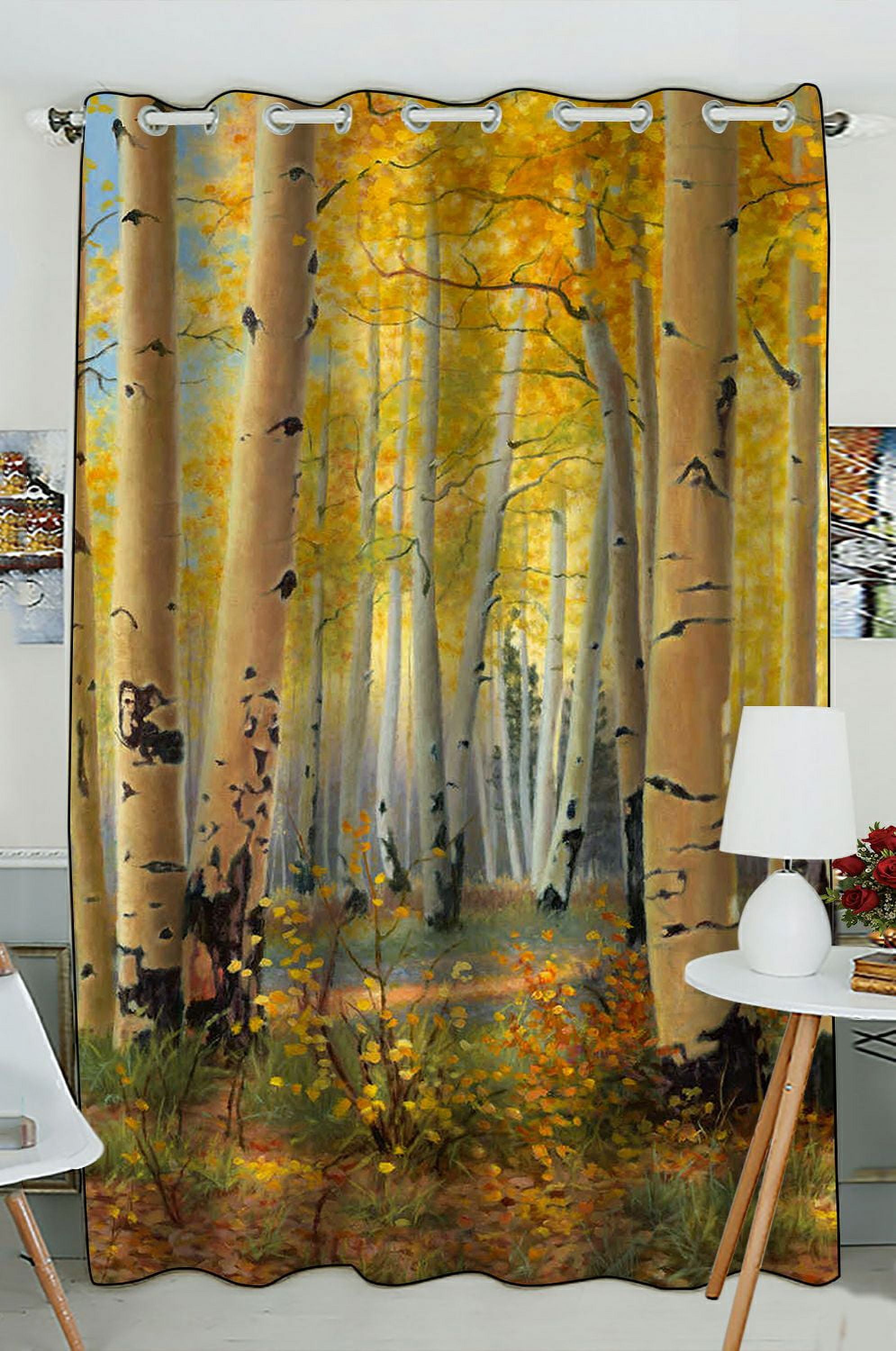 ZKGK Birch Tree Window Curtain Drapery/Panels/Treatment For Living Room ...