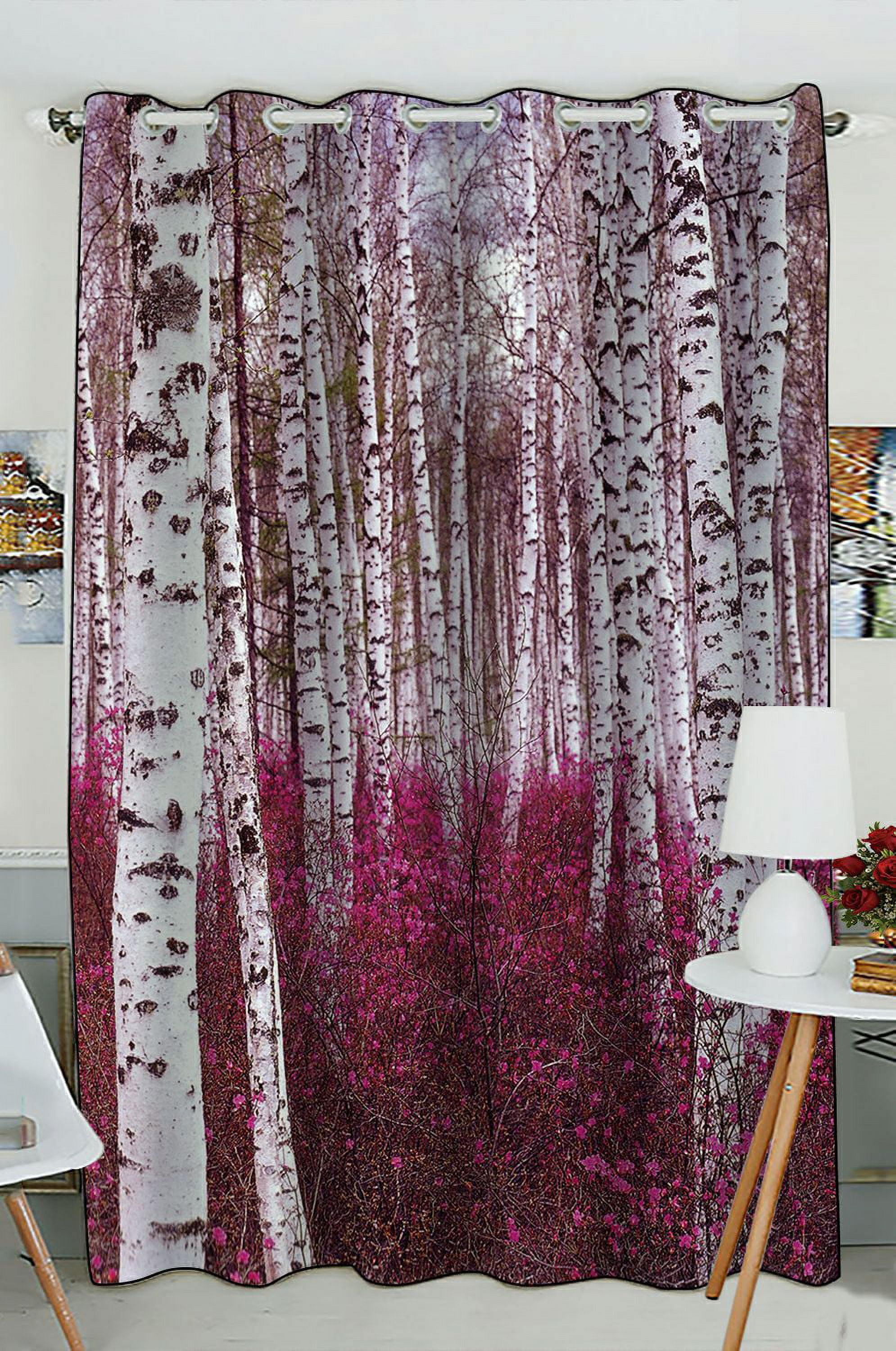 ZKGK Birch Tree Window Curtain Drapery/Panels/Treatment For Living Room ...