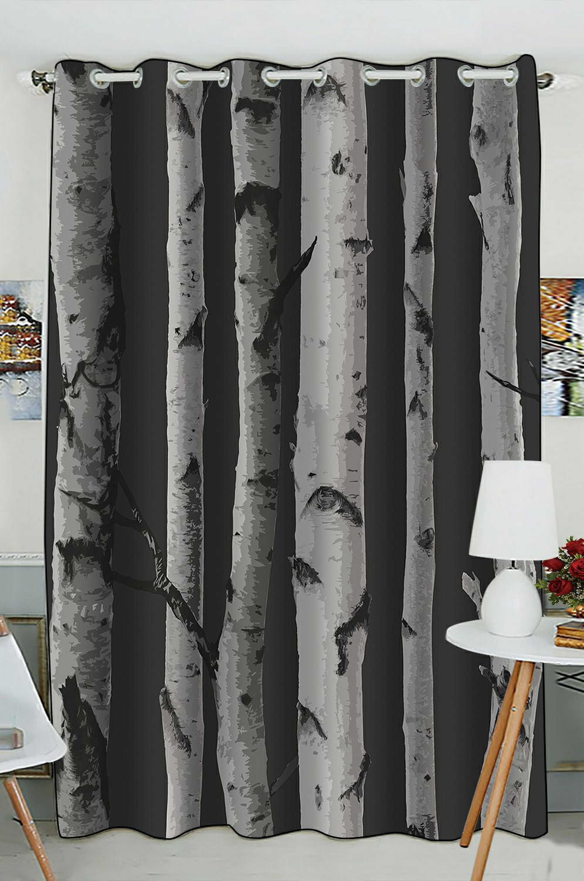 ZKGK Birch Tree Window Curtain Drapery/Panels/Treatment For Living Room ...