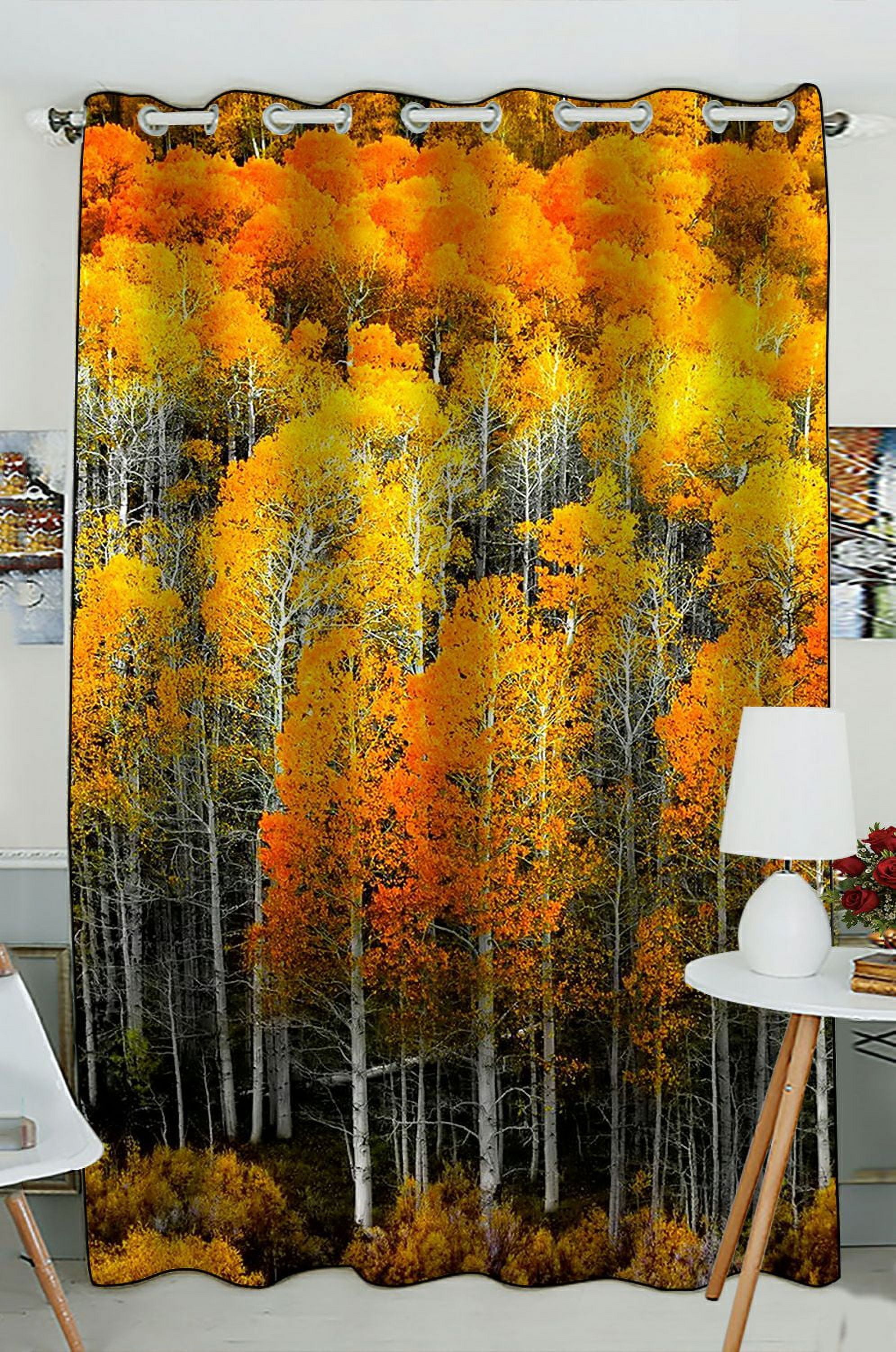 ZKGK Birch Tree Window Curtain Drapery/Panels/Treatment For Living Room ...