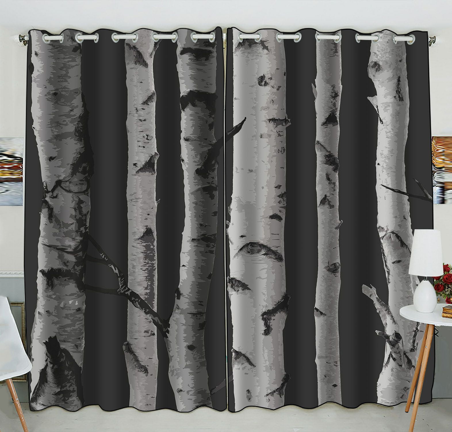 ZKGK Birch Tree Window Curtain Drapery/Panels/Treatment For Living Room ...