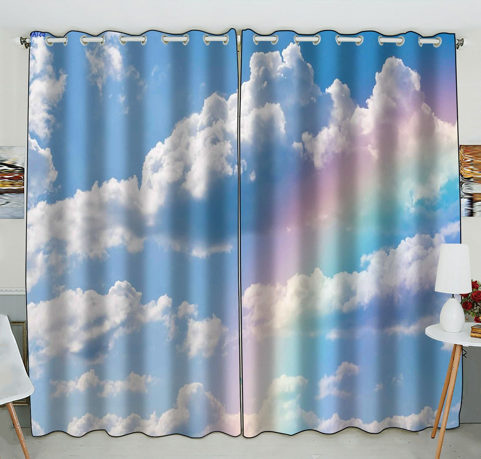 ZKGK Blue Sky White Clouds Window Curtain Drapery/Panels/Treatment For ...