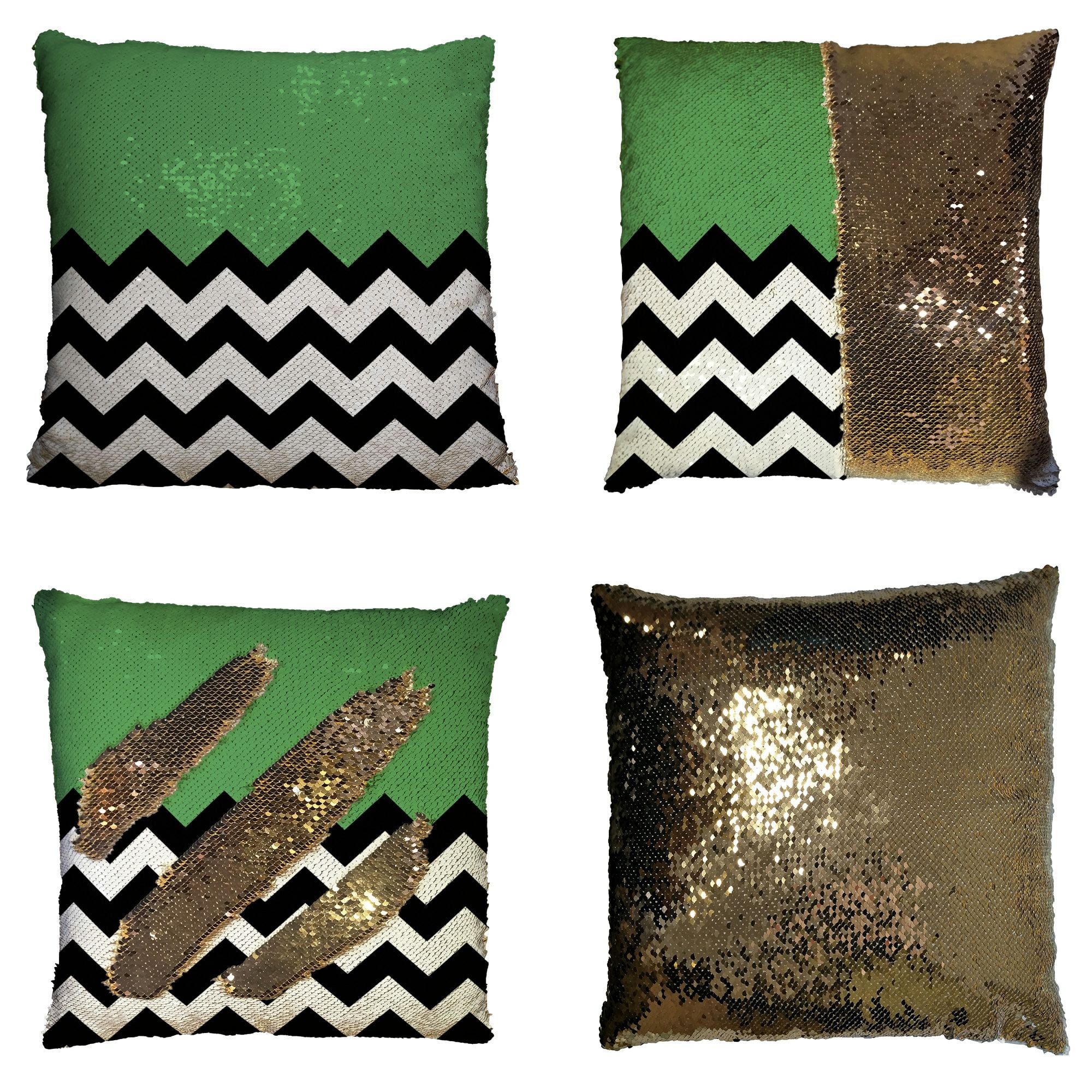 ZKGK Color-blocked Chevron Reversible Mermaid Sequin Pillow Case 16x16 ...