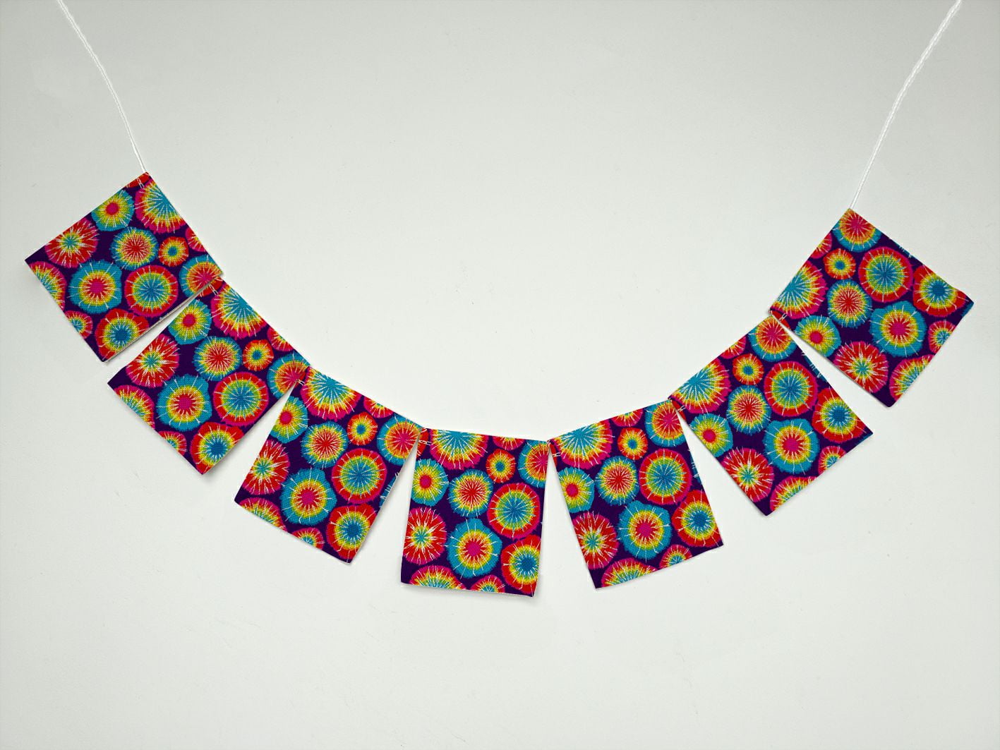 ZKGK Colorful Tie Dye Banner Bunting Garland Flag Sign for Home Family ...