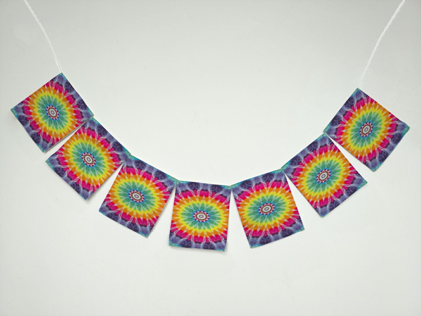 ZKGK Colorful Tie Dye Banner Bunting Garland Flag Sign for Home Family ...