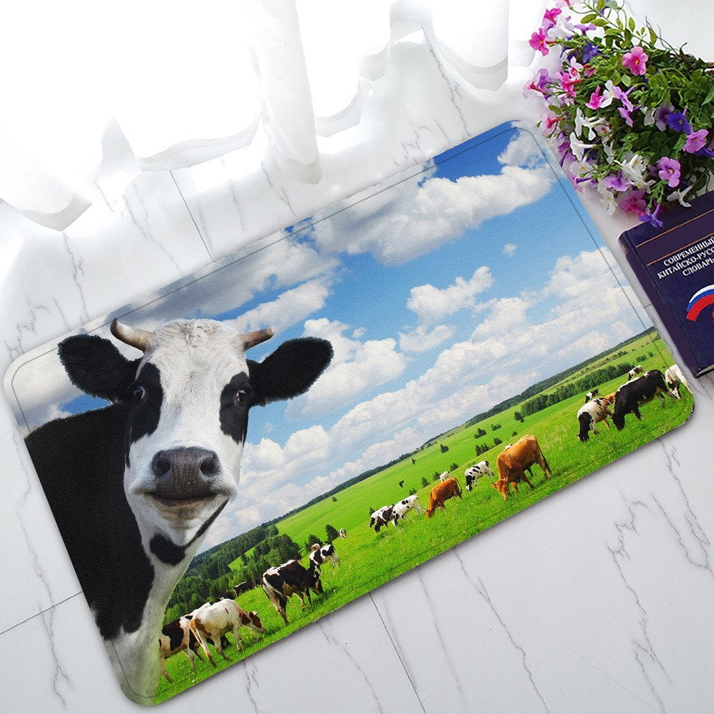 ZKGK Cow Animal Dairy Cattle Farm Non-Slip Doormat Indoor/Outdoor ...