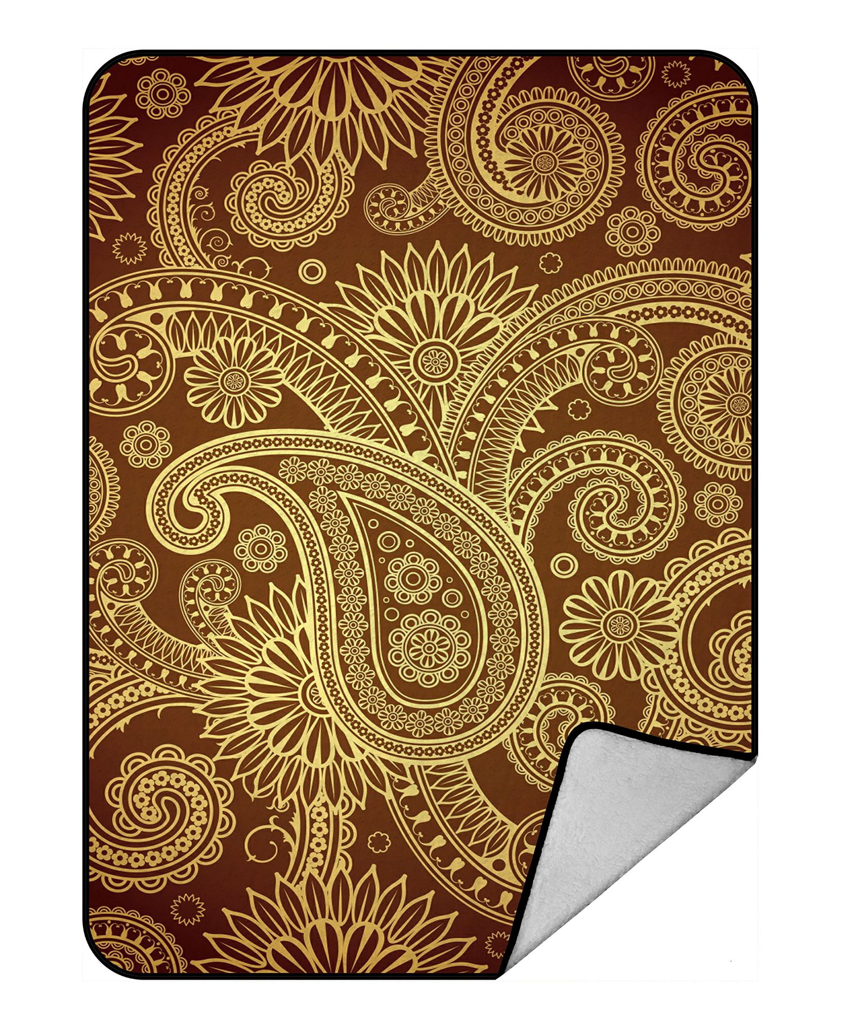 ZKGK Damask Pattern Blanket Crystal Velvet Front and Lambswool Sherpa ...