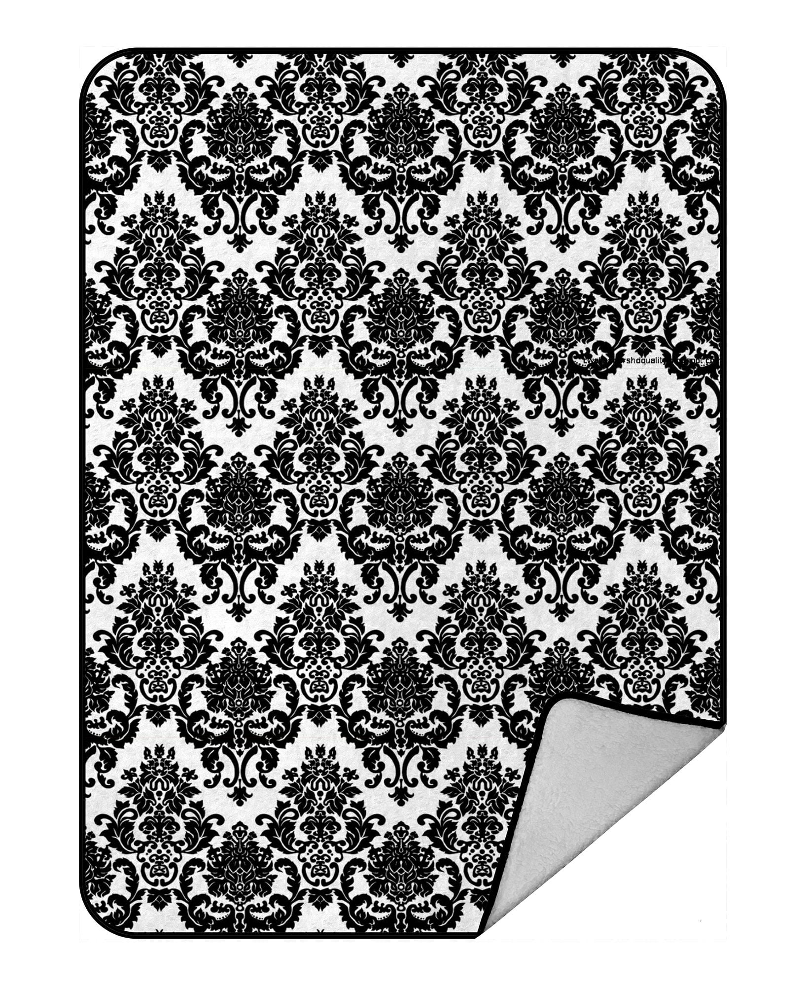 ZKGK Damask Pattern Blanket Crystal Velvet Front and Lambswool Sherpa ...