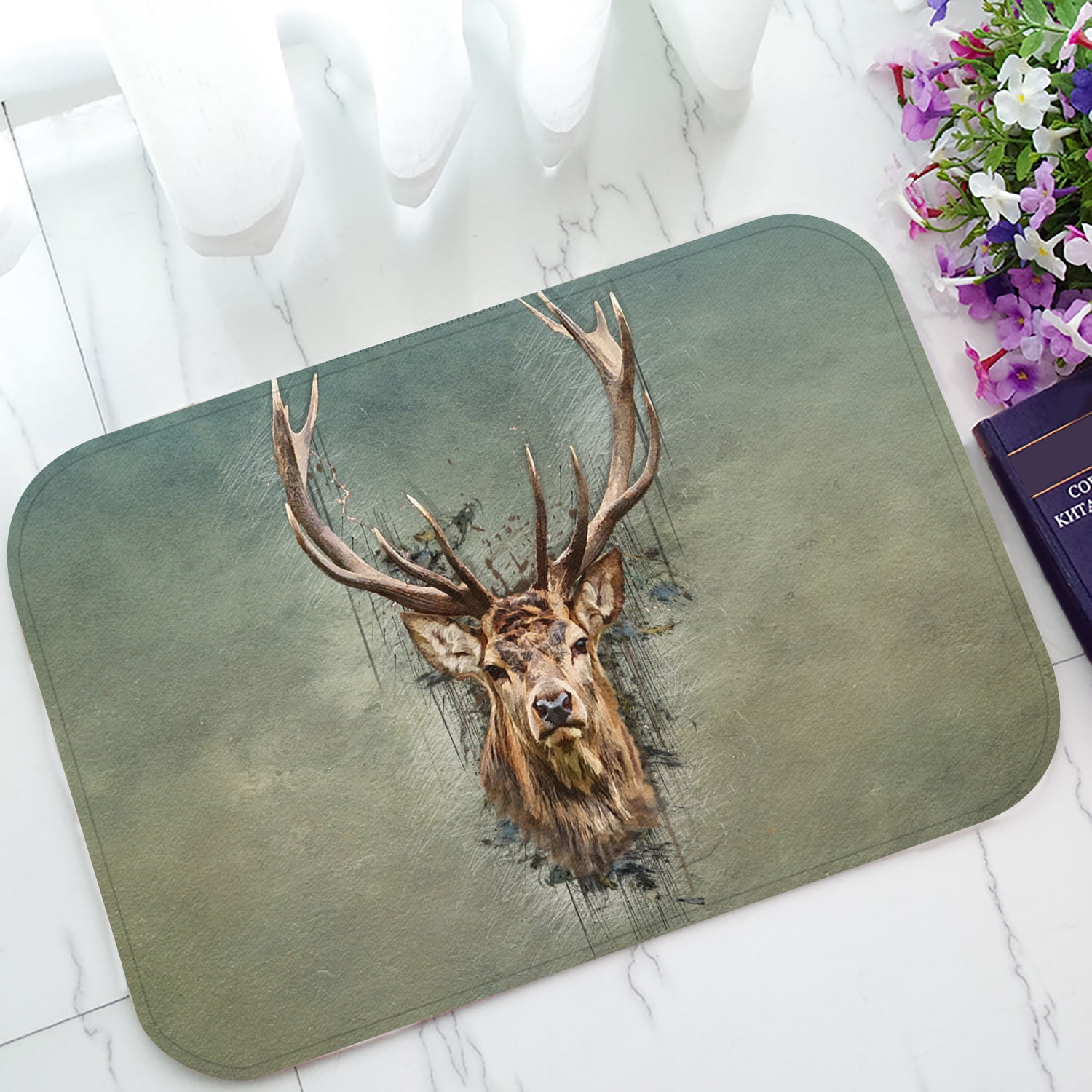ZKGK Deer Non-Slip Doormat Indoor/Outdoor/Bathroom Doormat 23.6 x 15.7 ...