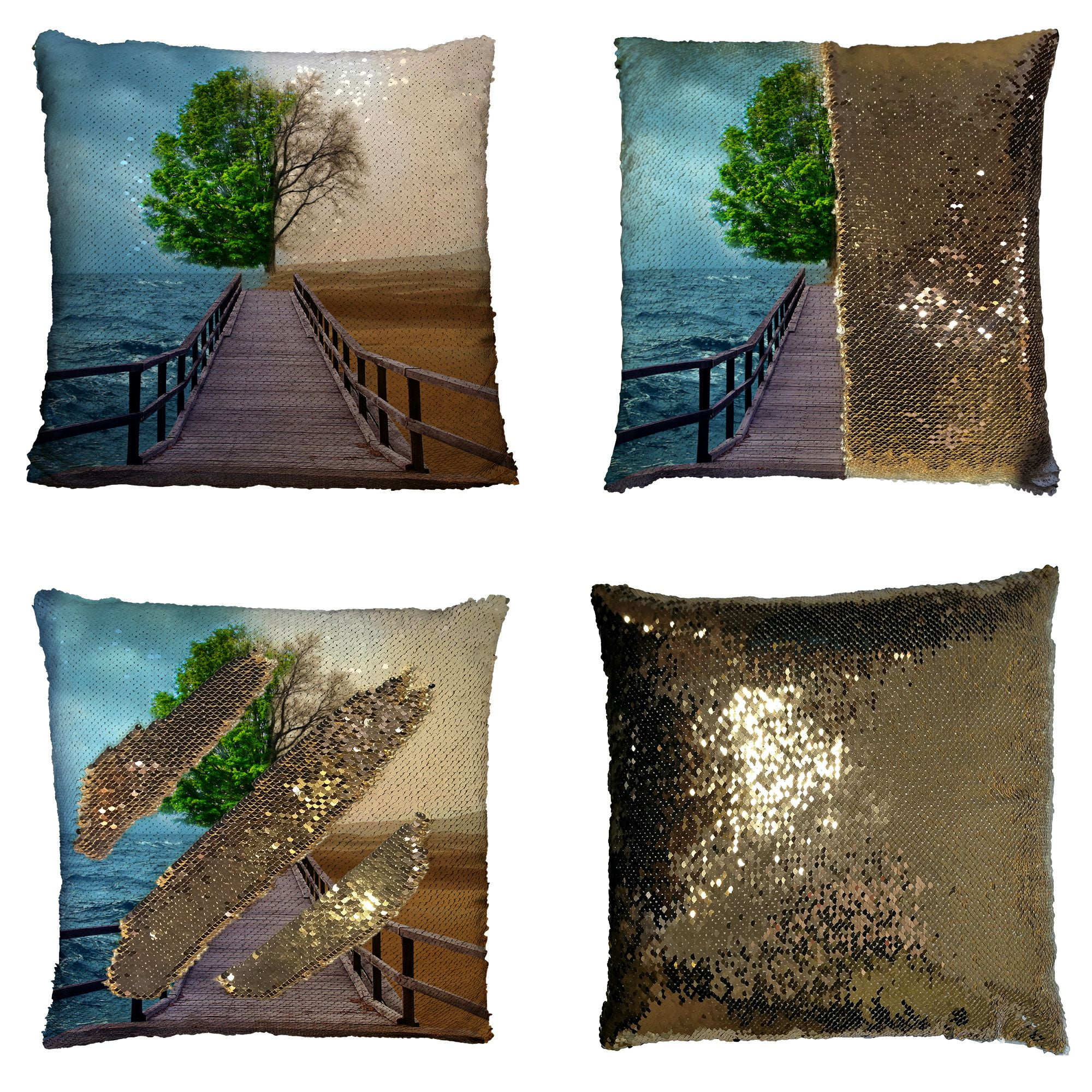 ZKGK Half Life Tree Reversible Mermaid Sequin Pillow Case 20x20 inches ...