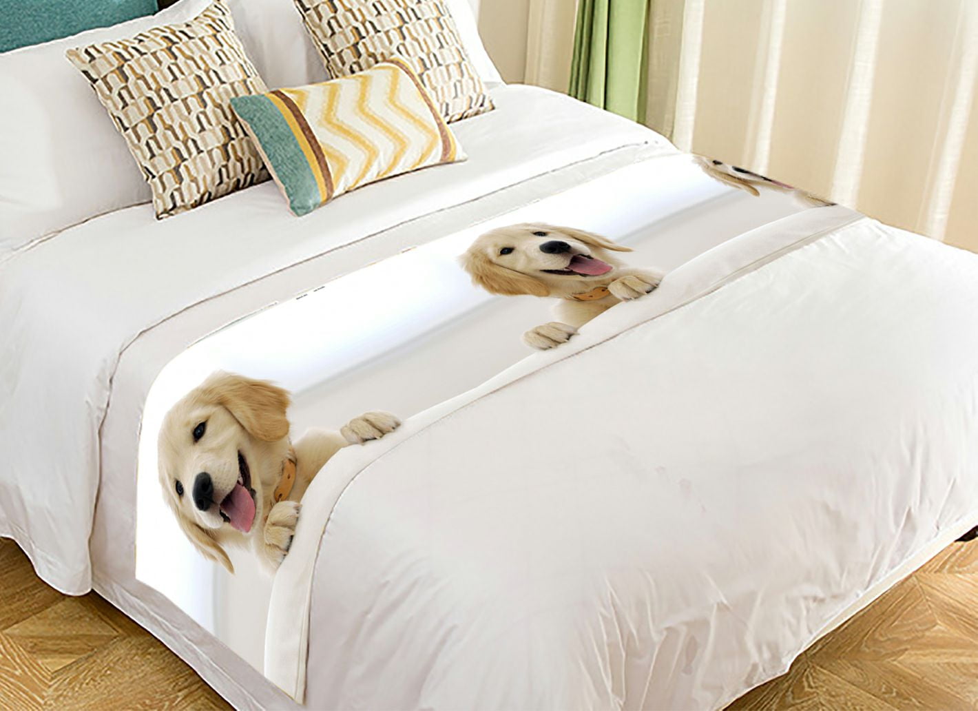 ZKGK Labrador Retriever Bed Runner Bedding Scarf Bedding Decor 20x95 ...