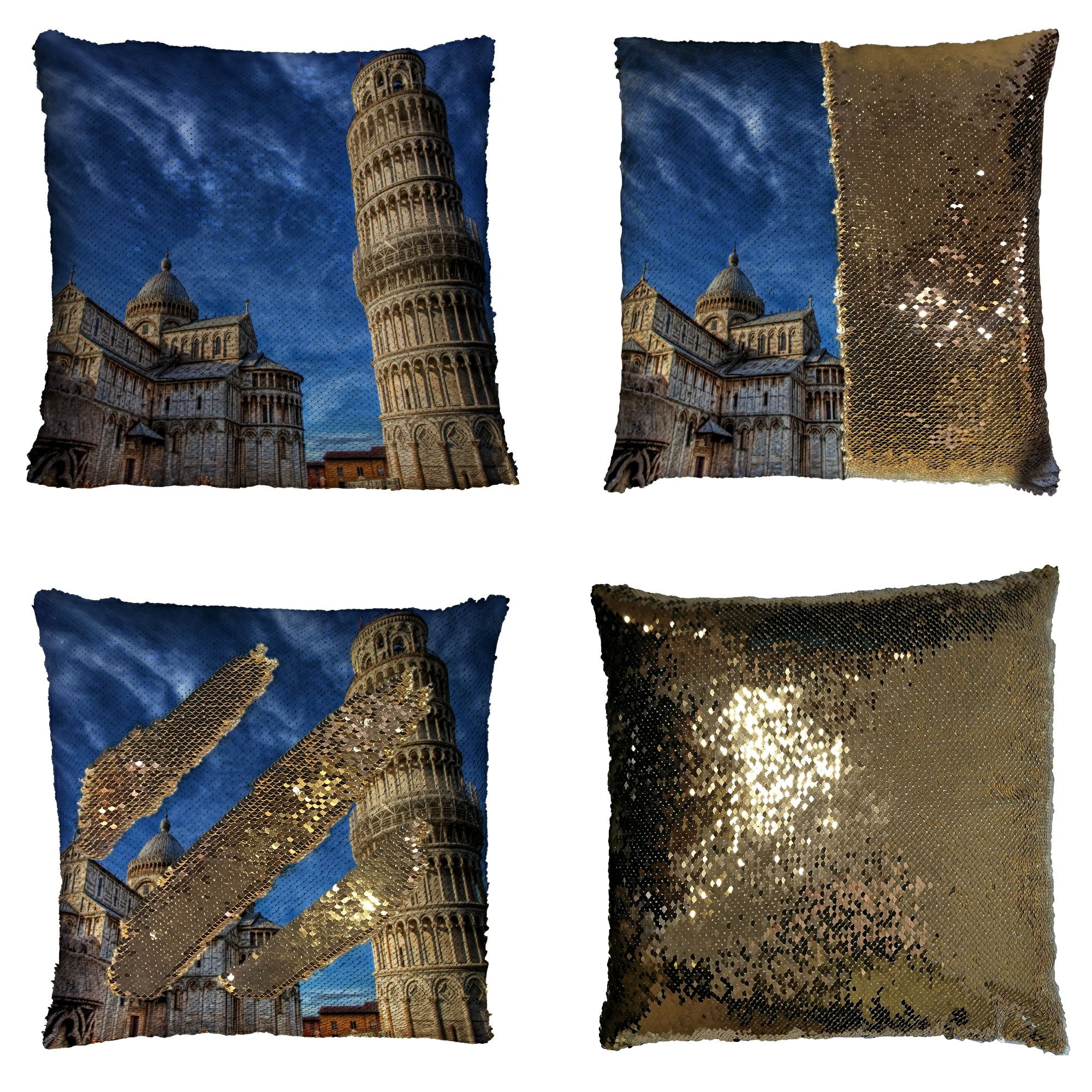 ZKGK Leaning Tower of Pisa Reversible Mermaid Sequin Pillow Case 16x16 ...