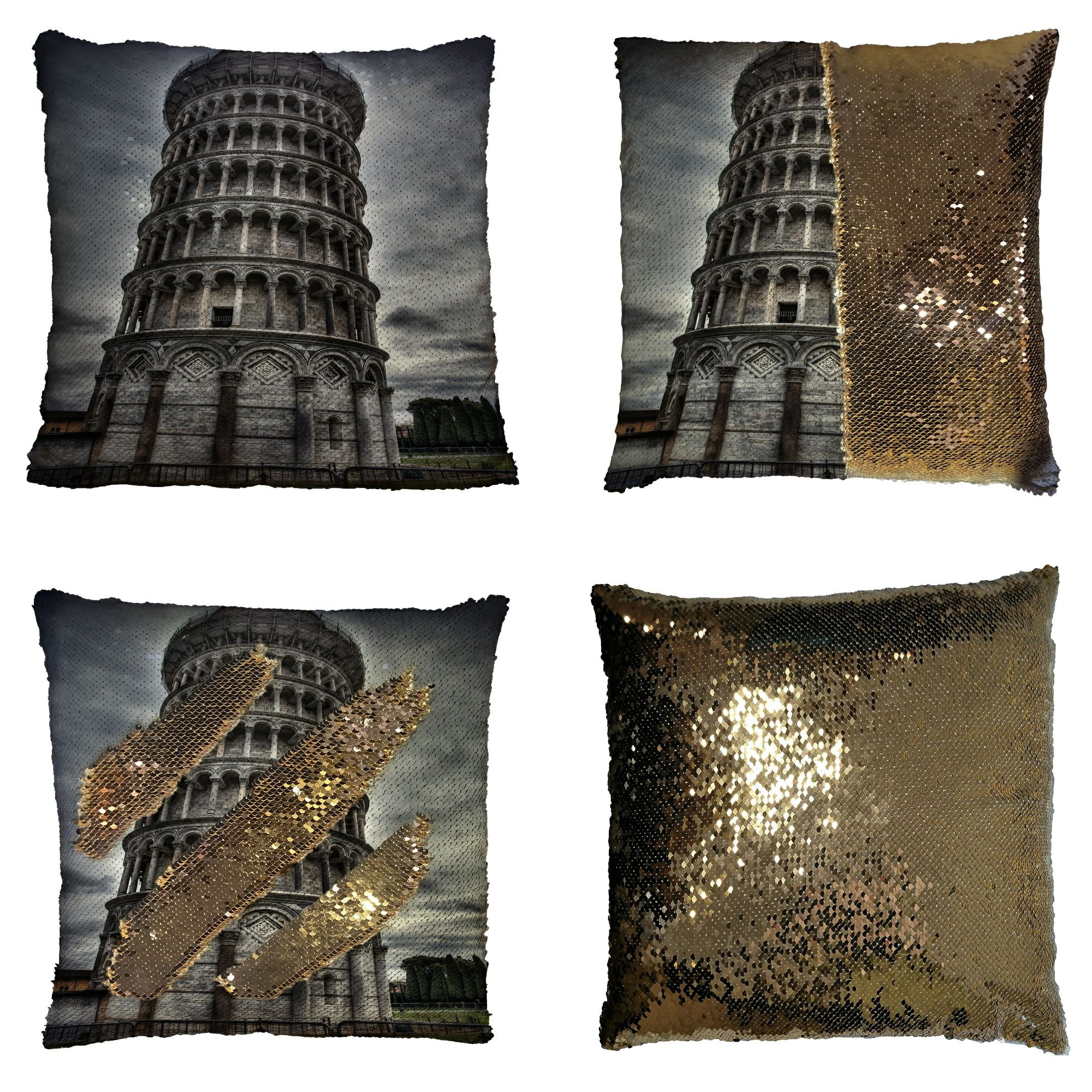ZKGK Leaning Tower of Pisa Reversible Mermaid Sequin Pillow Case 18x18 ...