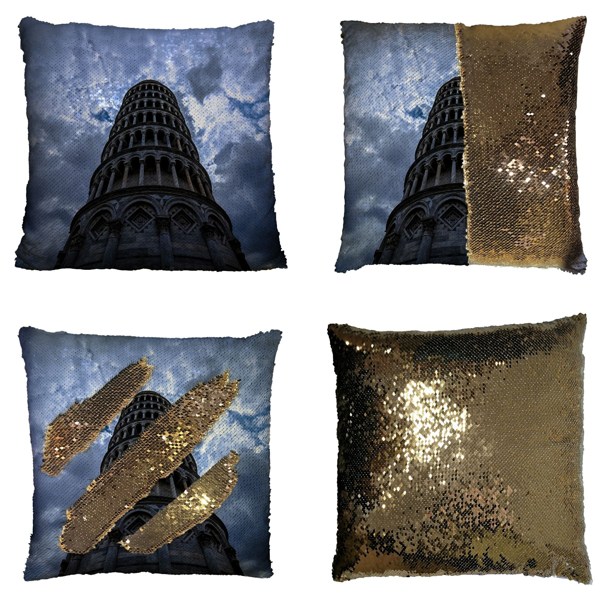 ZKGK Leaning Tower of Pisa Reversible Mermaid Sequin Pillow Case 20x20 ...