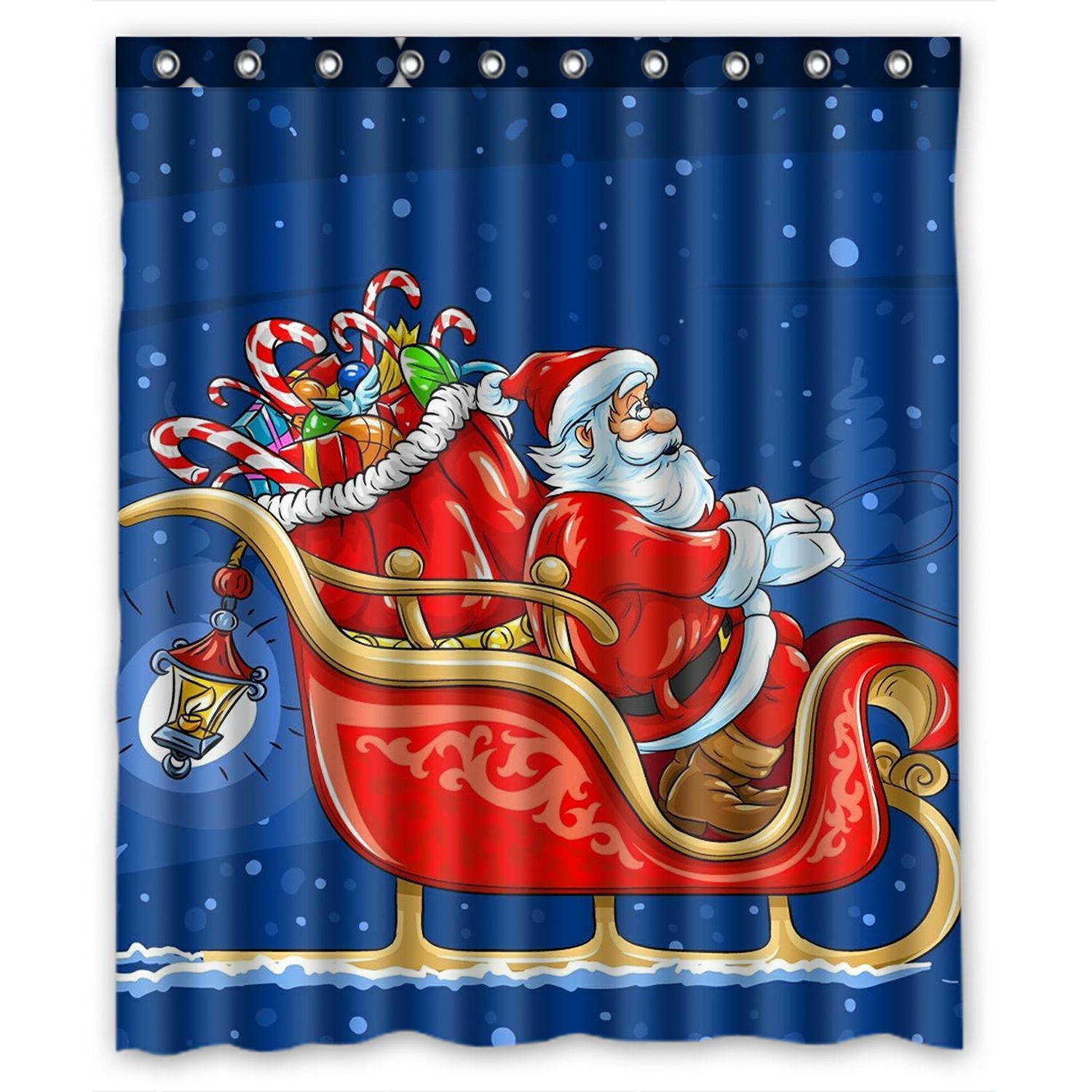 ZKGK Merry Christmas Santa Claus Waterproof Shower Curtain Bathroom ...