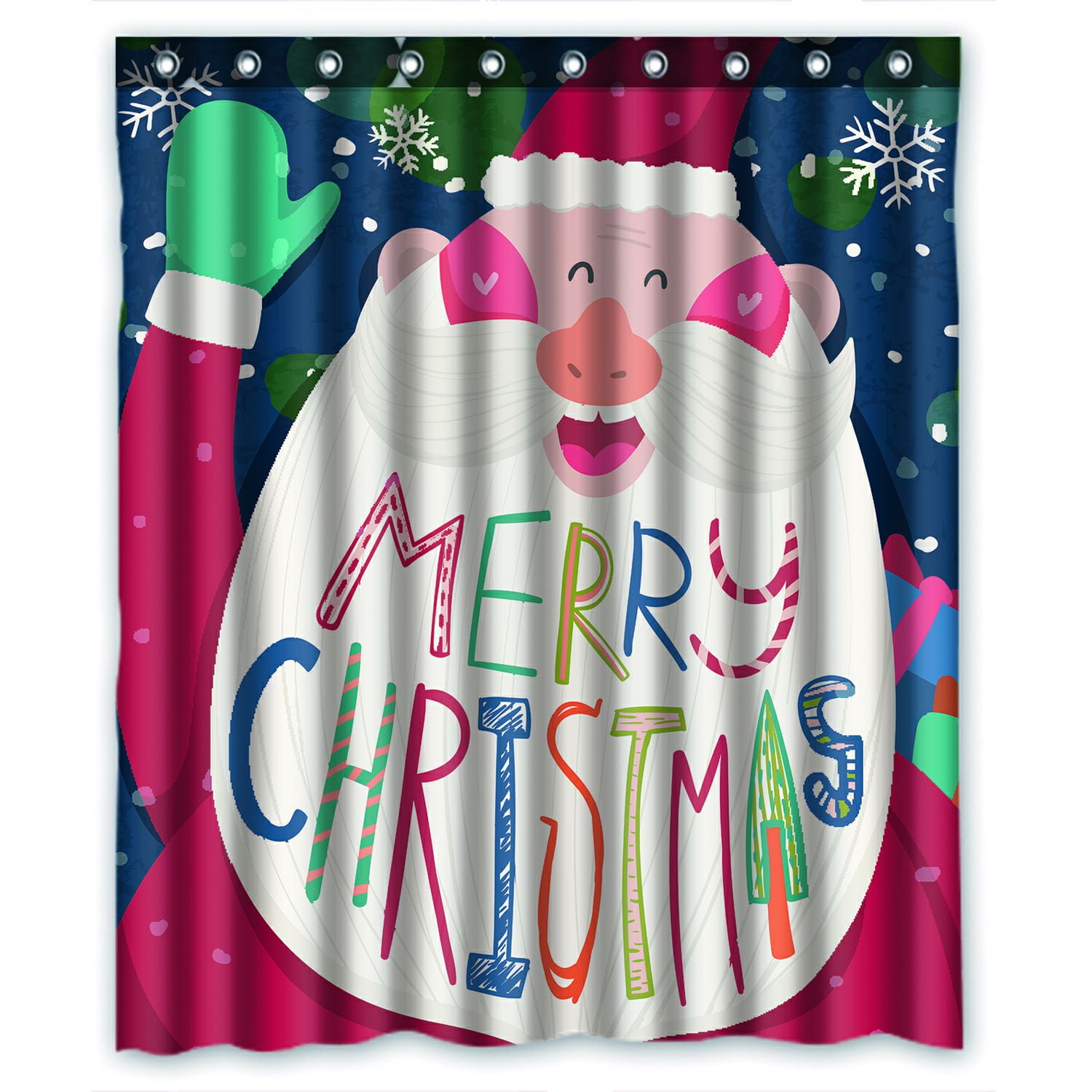 ZKGK Merry Christmas Santa Claus Waterproof Shower Curtain Bathroom ...