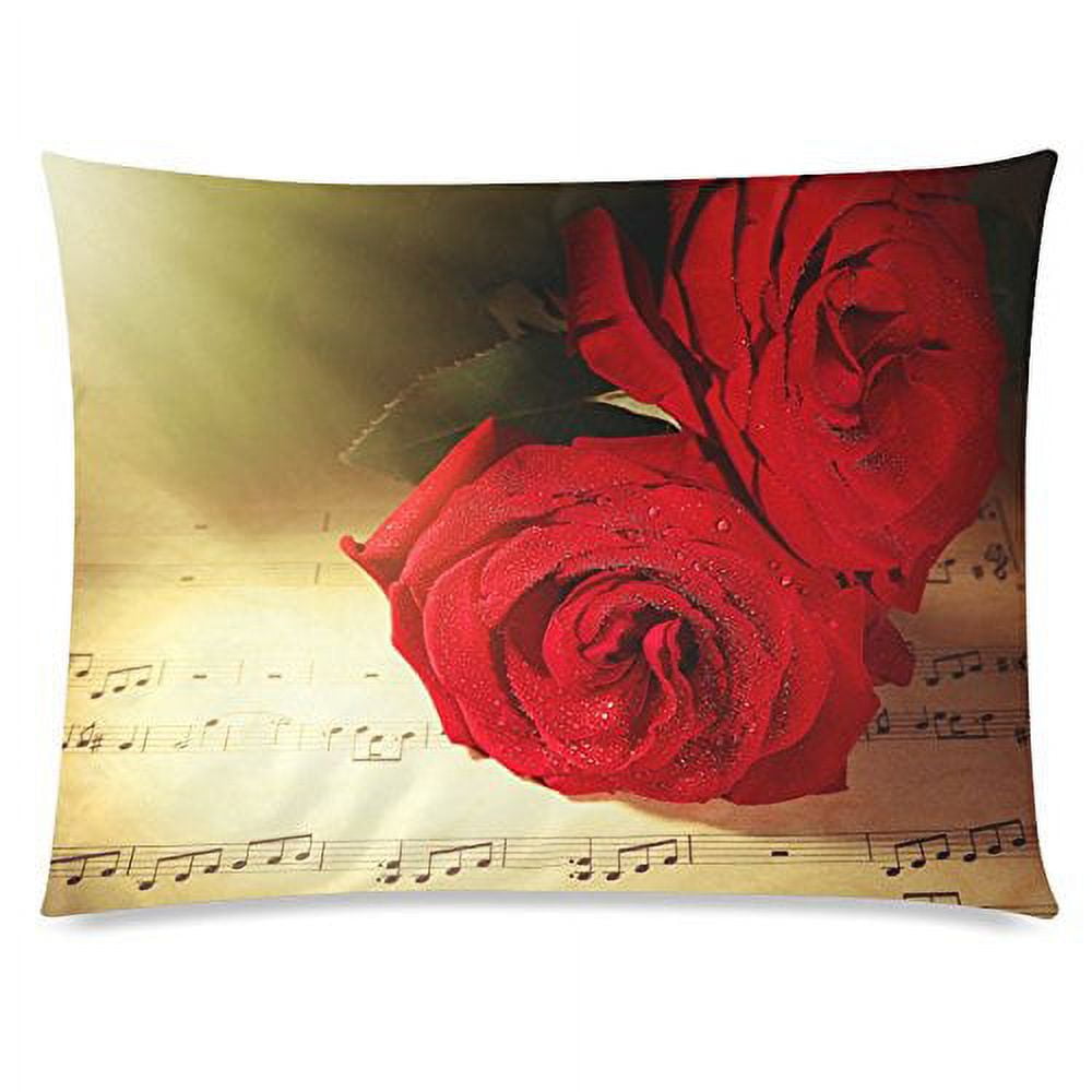 ZKGK Music Note Home Decor, Lovely Red Rose Pillowcase 20 x 30 Inches ...
