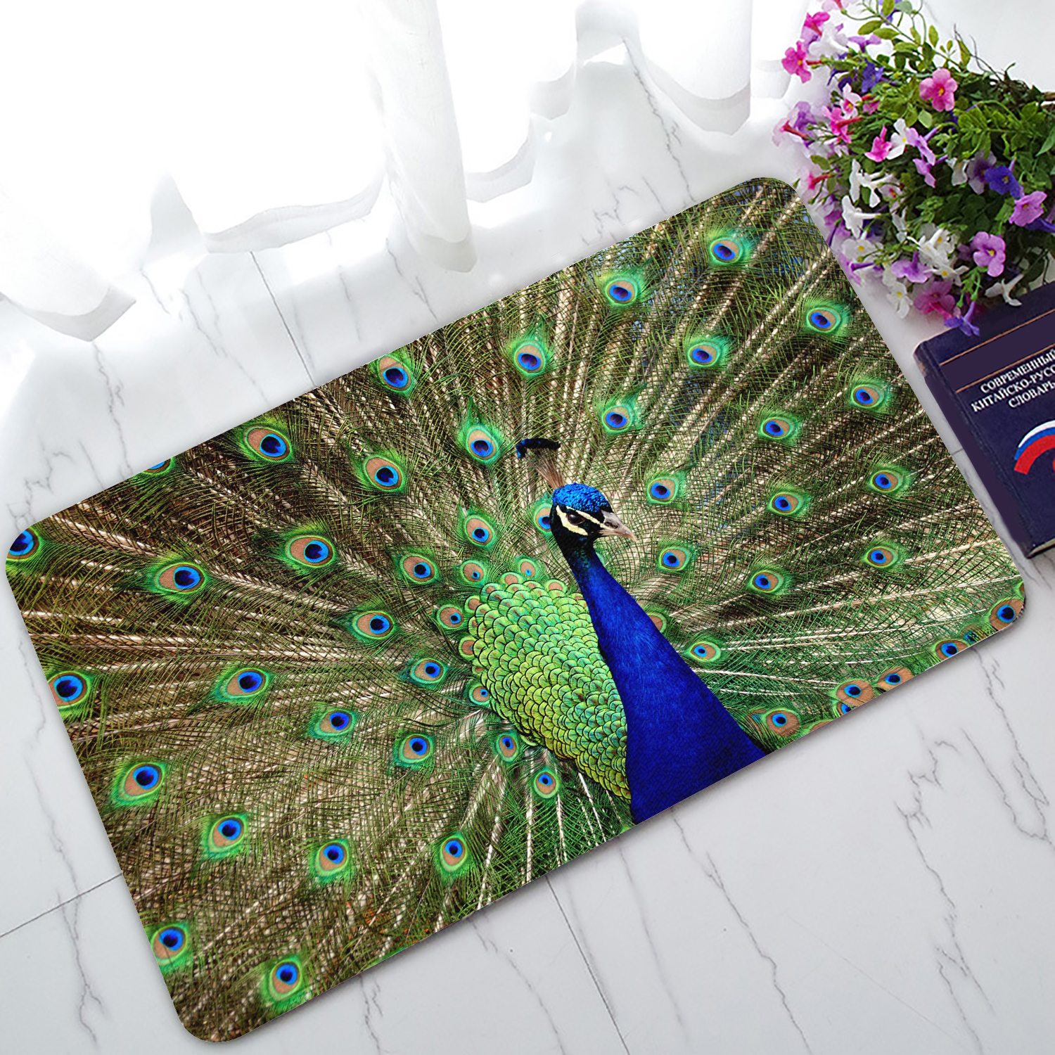 ZKGK Peacock Feathers Non-Slip Doormat Indoor/Outdoor/Bathroom Doormat ...