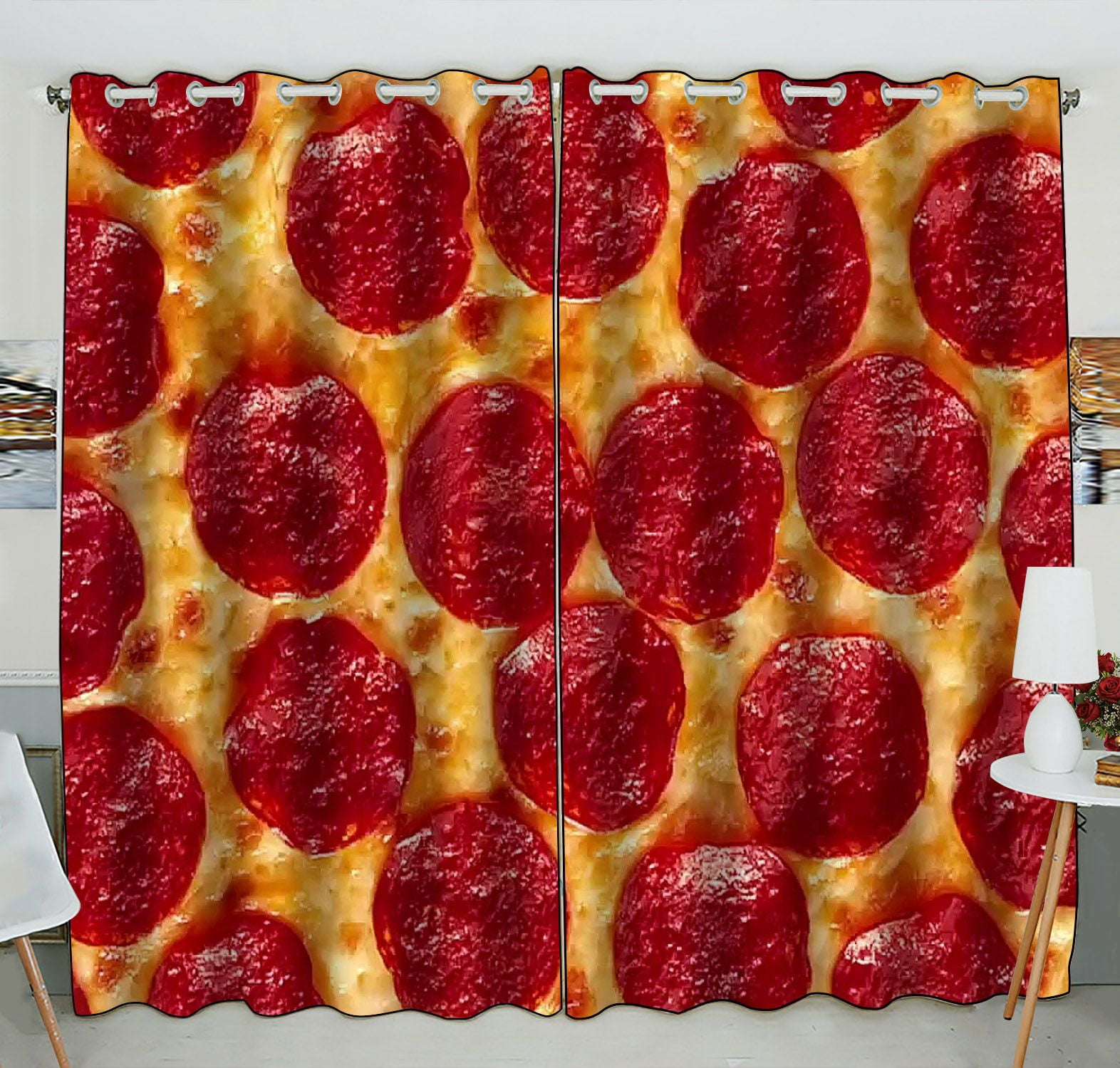 ZKGK Pepperoni Pizza Window Curtain Drapery/Panels/Treatment For Living ...