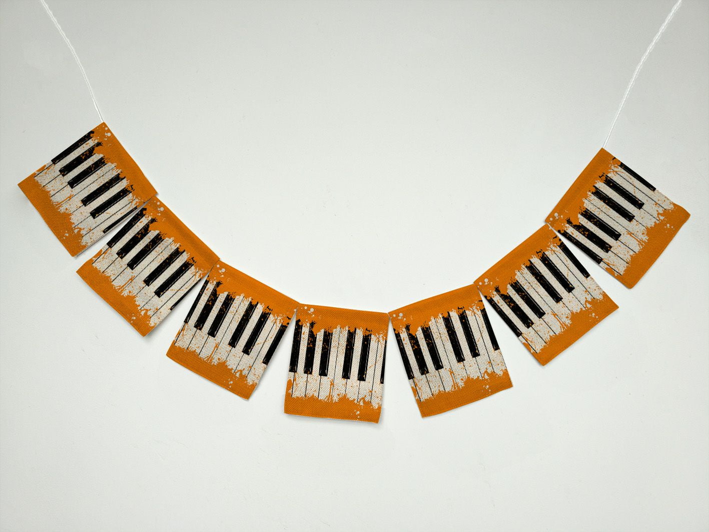 ZKGK Piano Keys Banner Bunting Garland Flag Sign for Home Family Party ...