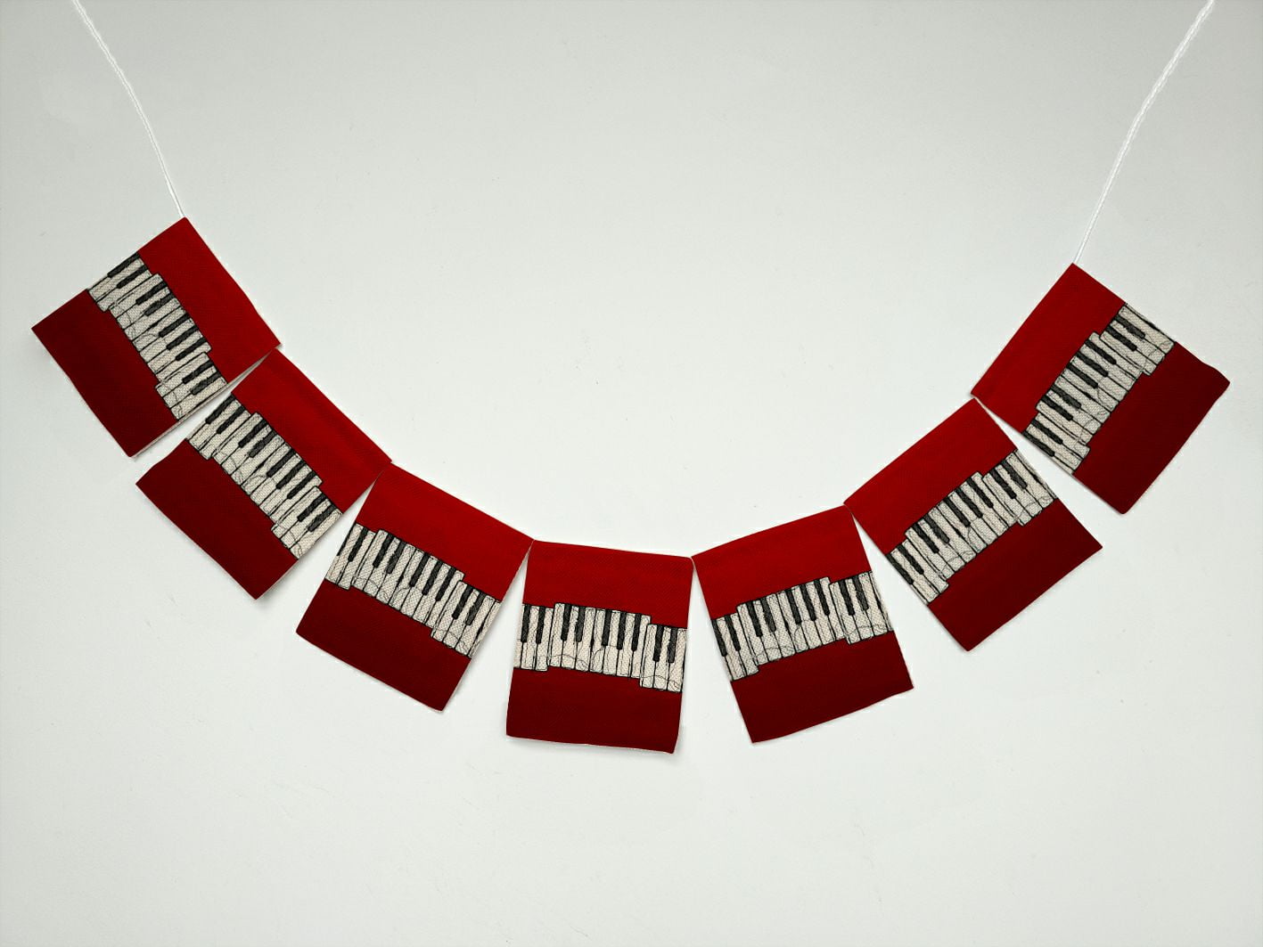 ZKGK Piano Keys Banner Bunting Garland Flag Sign for Home Family Party ...