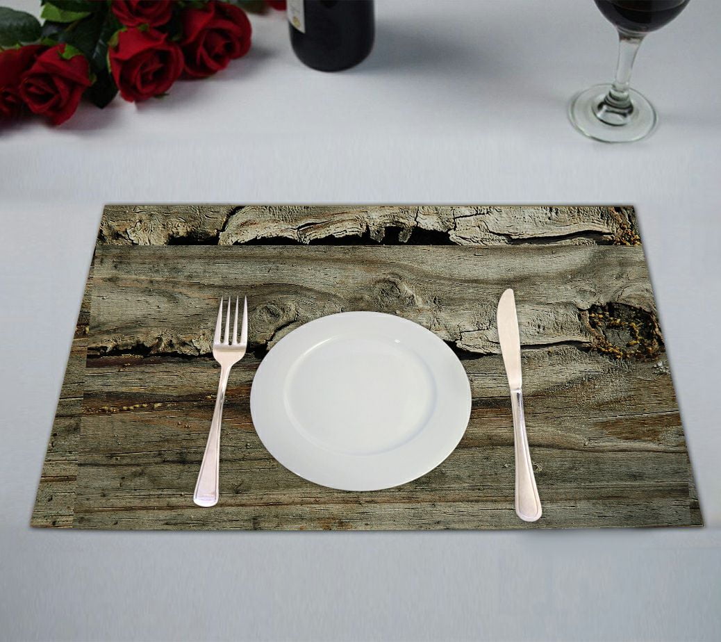 ZKGK Rustic Old Barn Wood Placemat Table Mat 12x18 inches,Set of 2 ...
