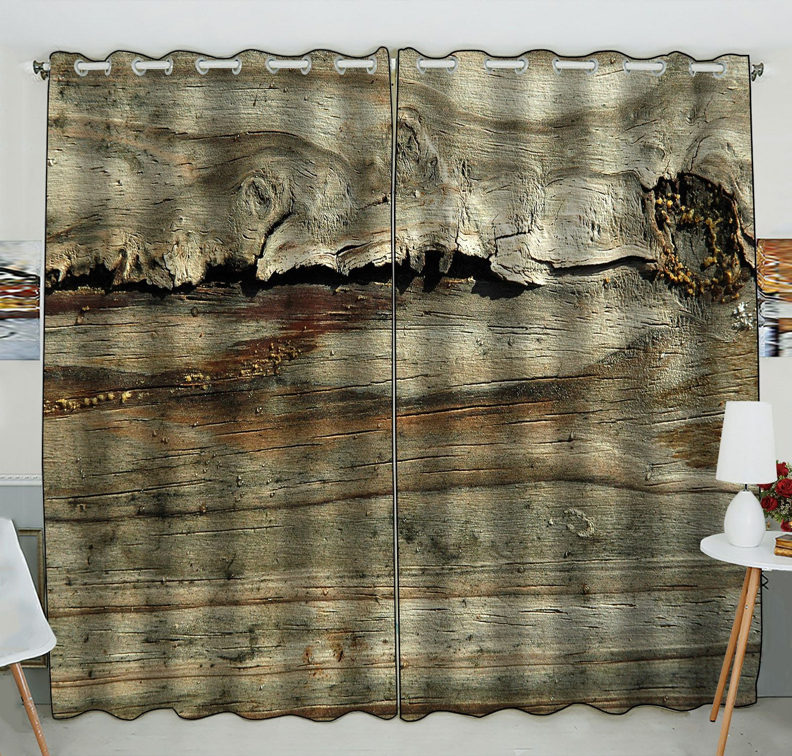 ZKGK Rustic Old Barn Wood Window Curtain Drapery/Panels/Treatment For ...