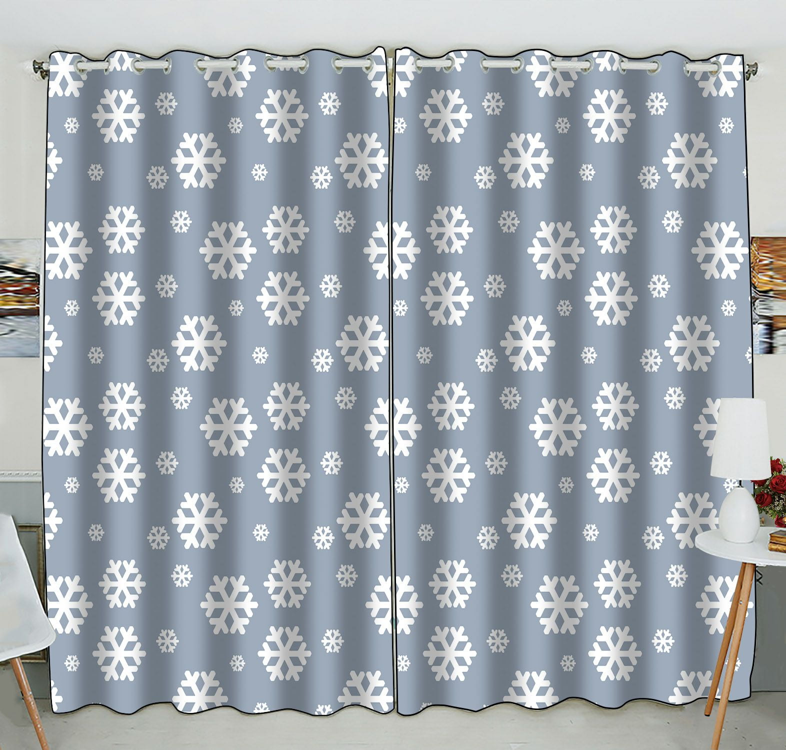 ZKGK Snowflake Window Curtain Drapery/Panels/Treatment For Living Room ...
