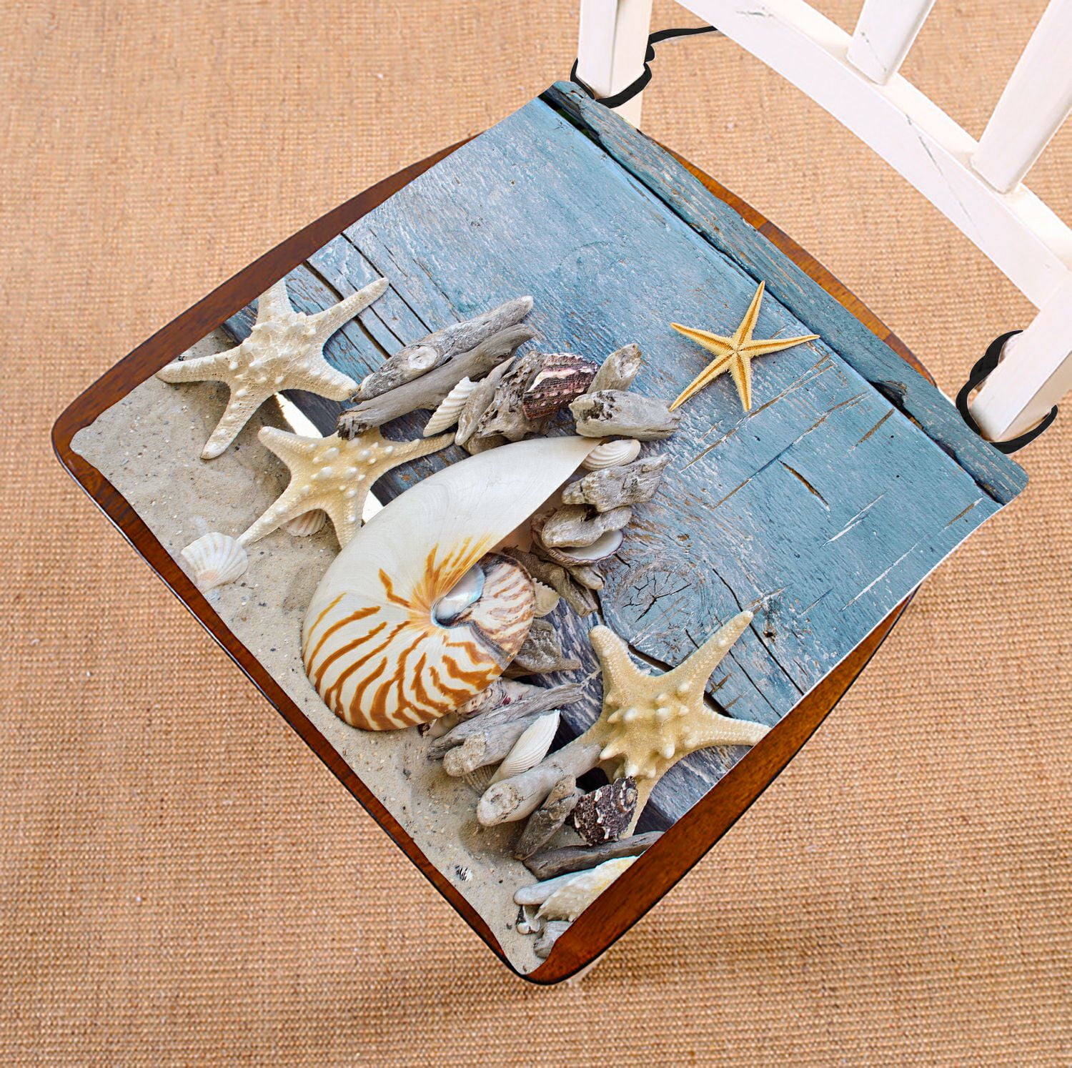 ZKGK Summer Beach with Starfish Sea Shells Seat Pad Seat Cushion Chair ...