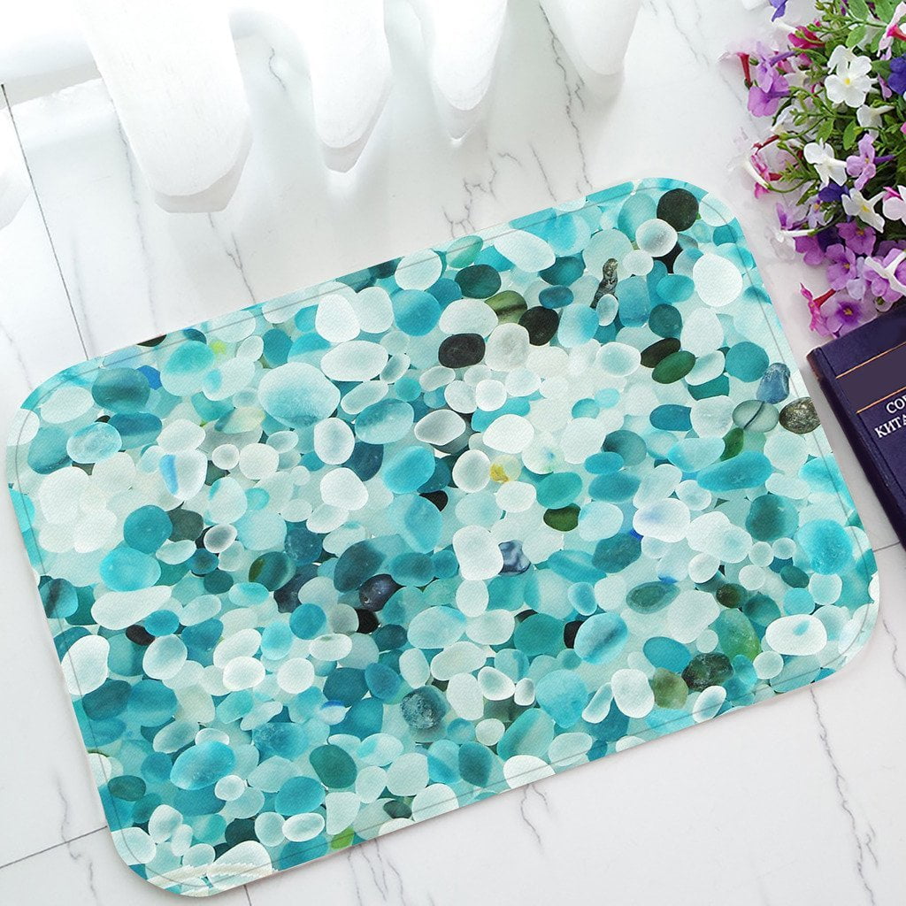 ZKGK Teal Blue Crystal Pebble Stone Pattern Non-Slip Doormat Indoor ...